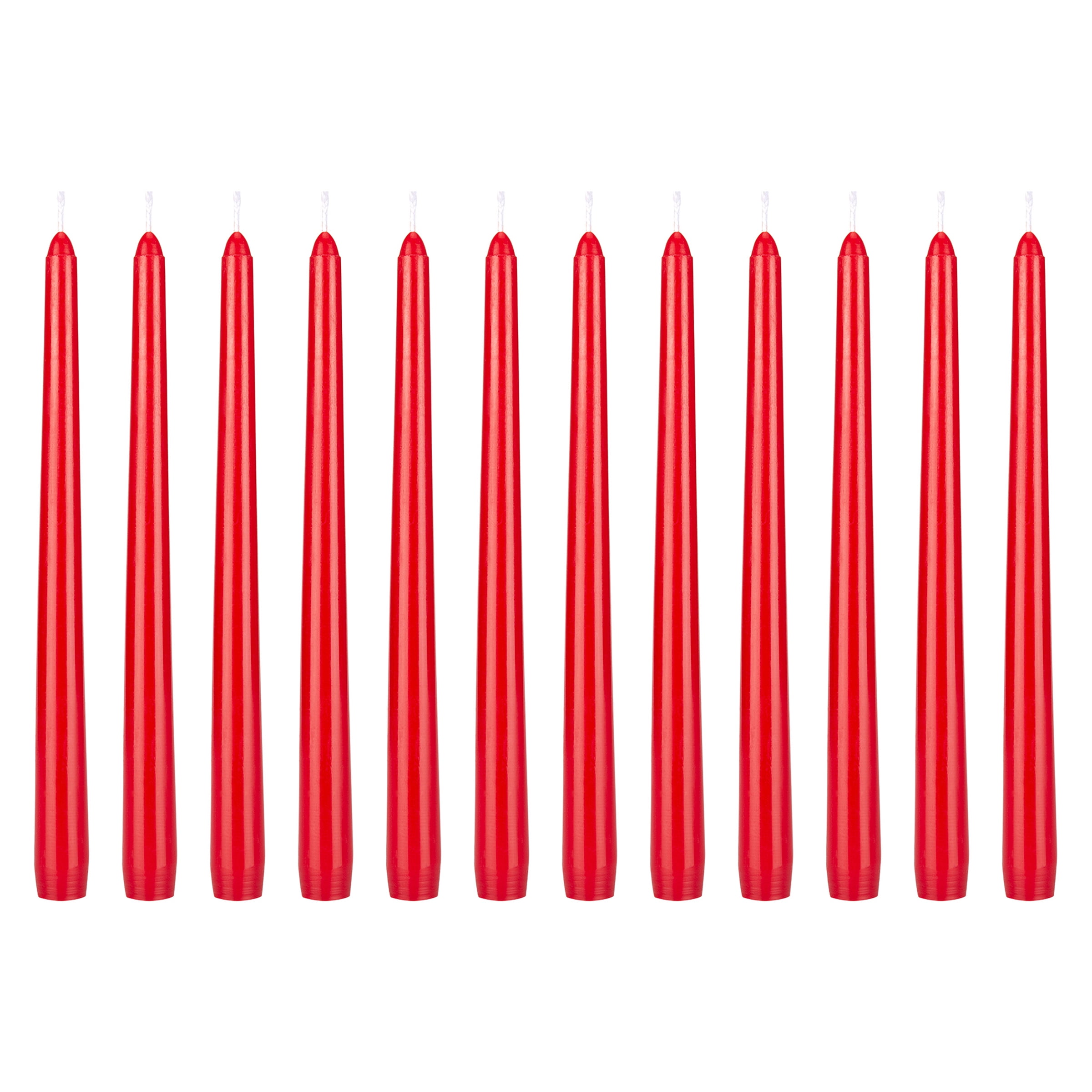 Mega Candles - 12 Unscented Red Taper Candles, Hand Poured Wax, 10 Inch ...