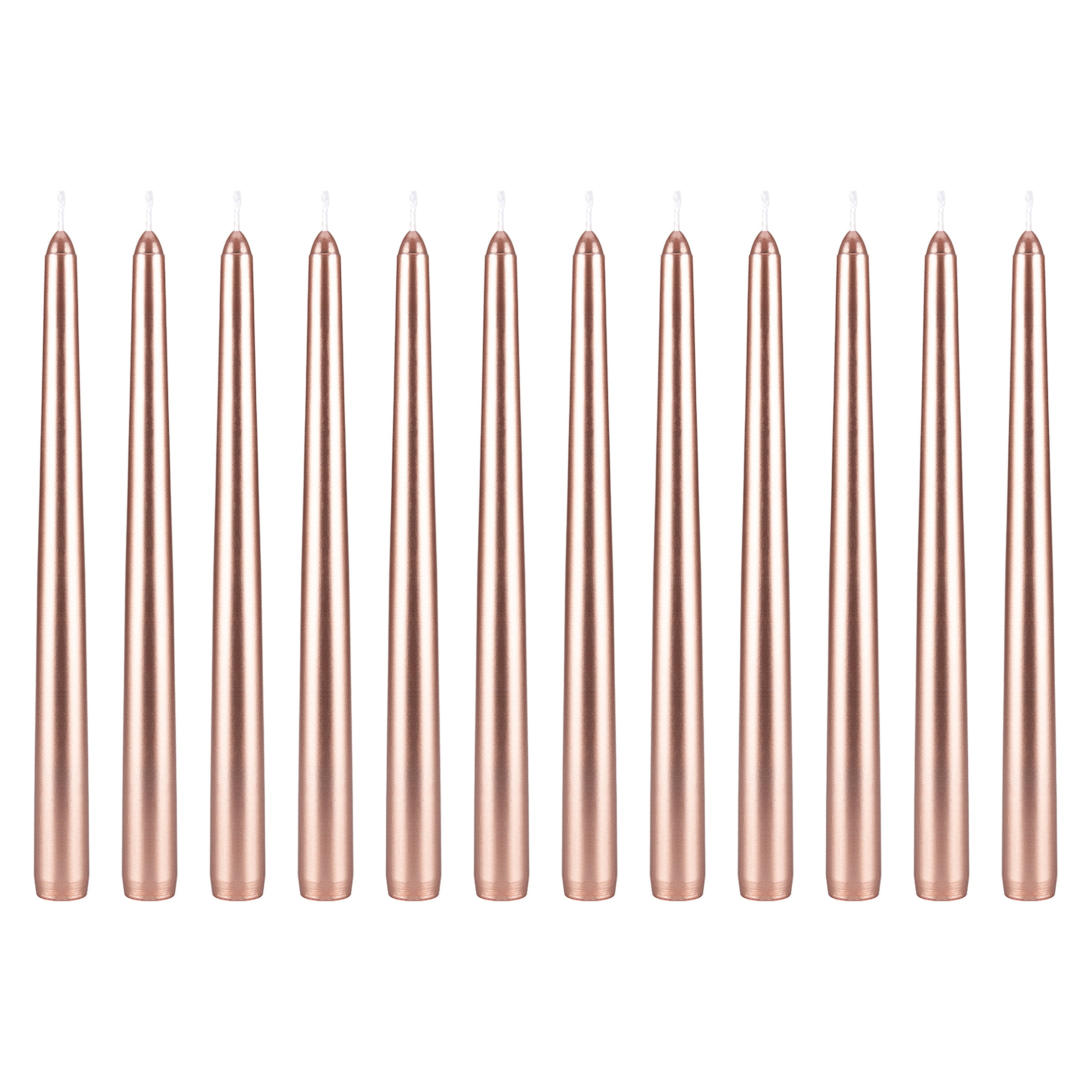 Mega Candles 12 pcs Unscented Rose Gold Taper Candle, Hand Poured Wax ...