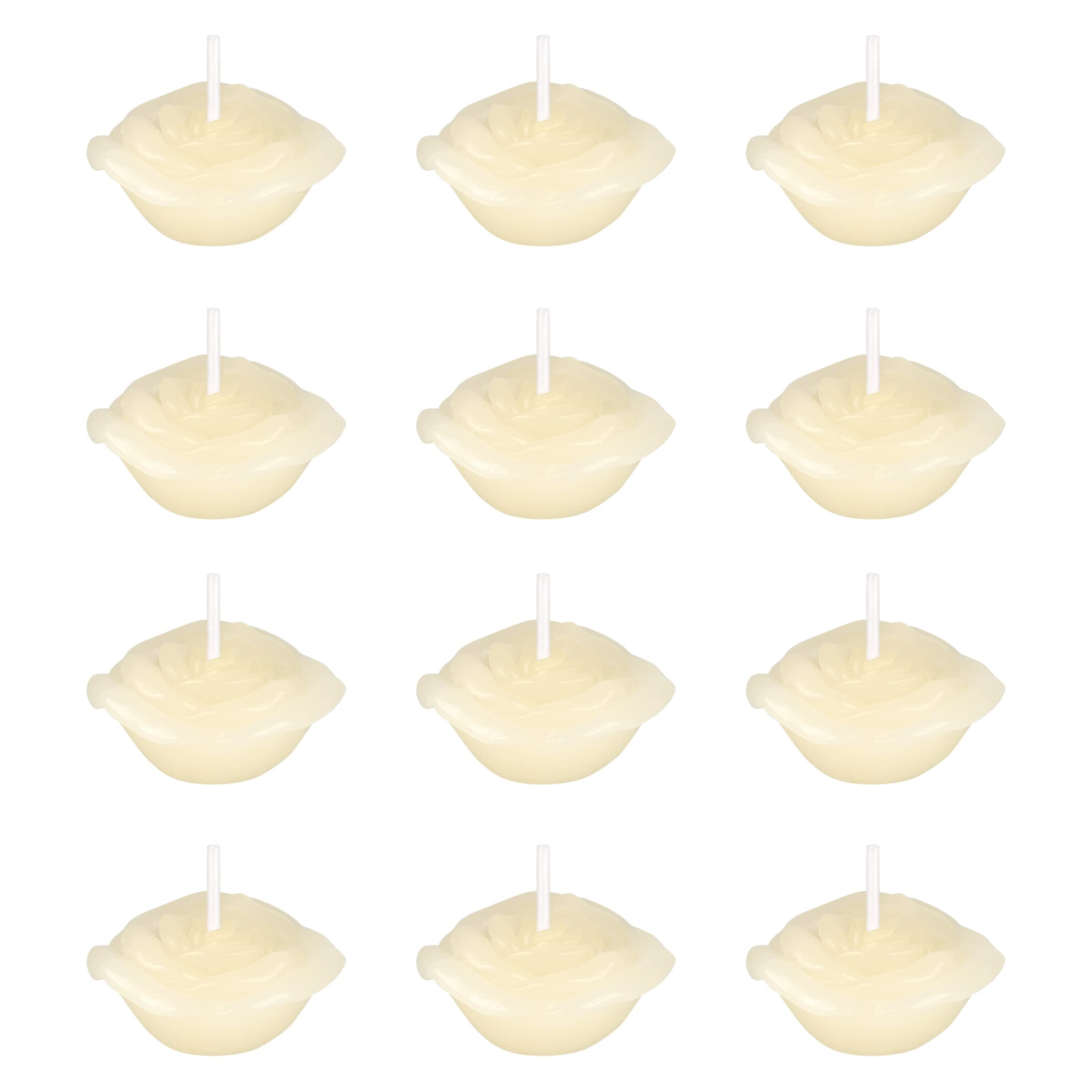 Mega Candles 12 pcs Unscented Rose Petals Flower Ivory Floating Candles ...