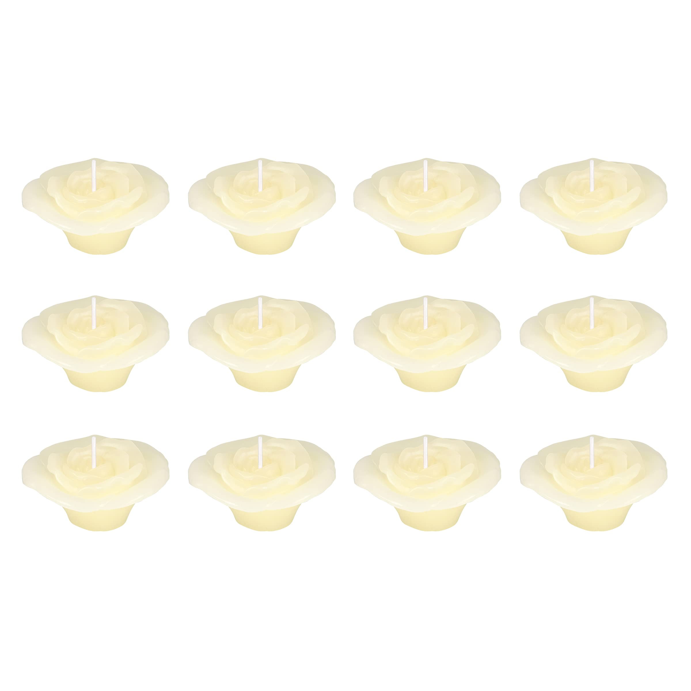 Mega Candles 12 pcs Unscented Rose Petals Flower Ivory Floating Candles ...
