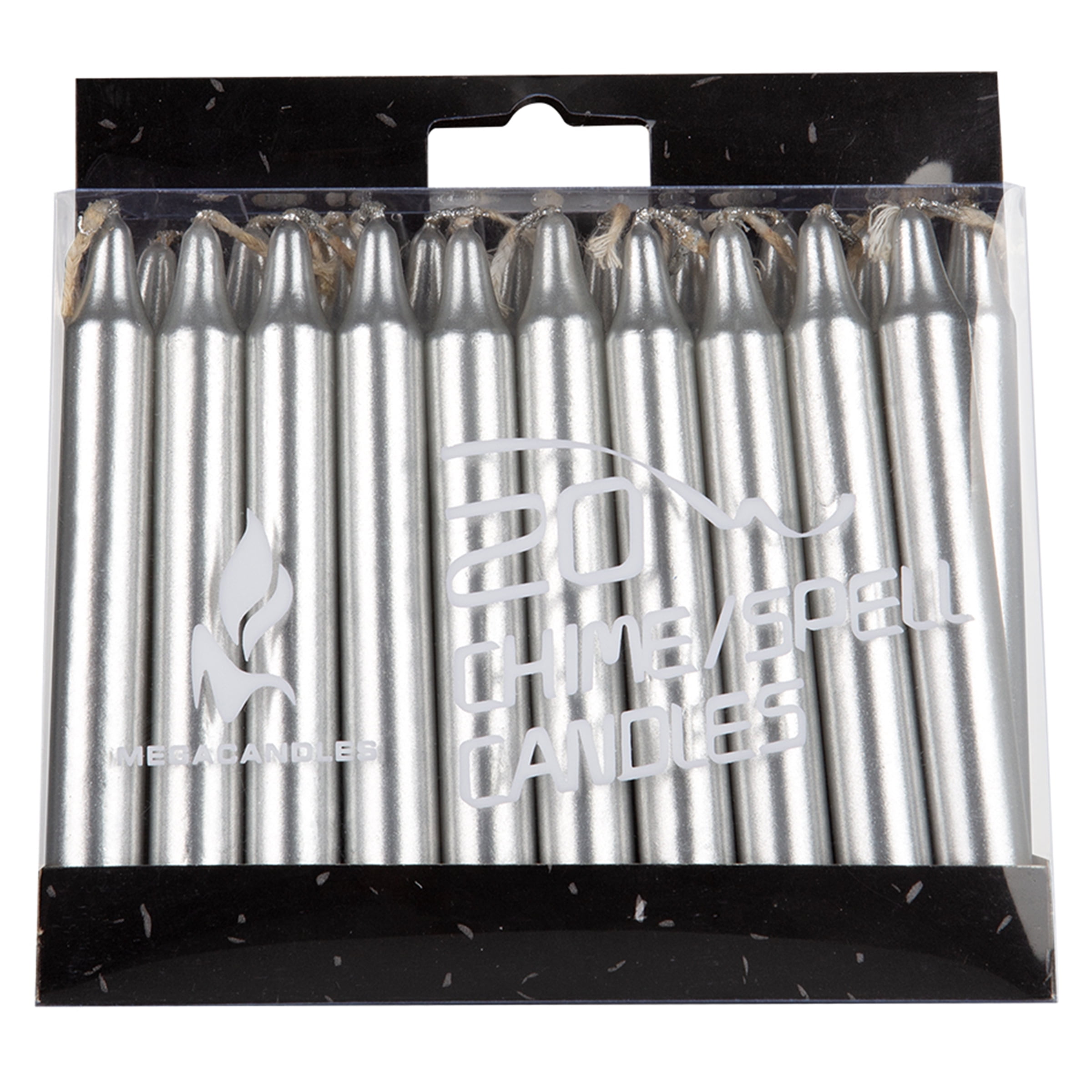 Mega Candles 20 pcs Thin Colored Straight Bulk Unscented Silver Mini ...