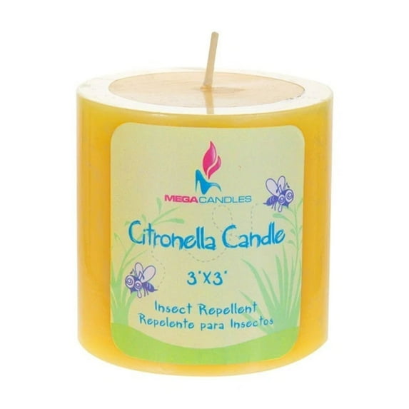 Mega Candles - 3" X 3" Hand Poured Citronella Scented Pillar Candle ...