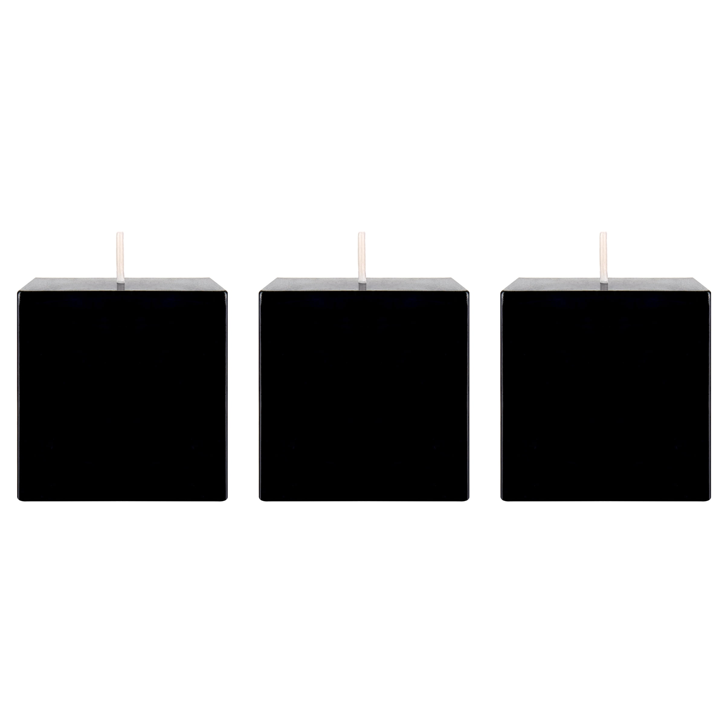 Mega Candles 3 pcs Unscented Black Square Pillar Candle, Hand Poured ...