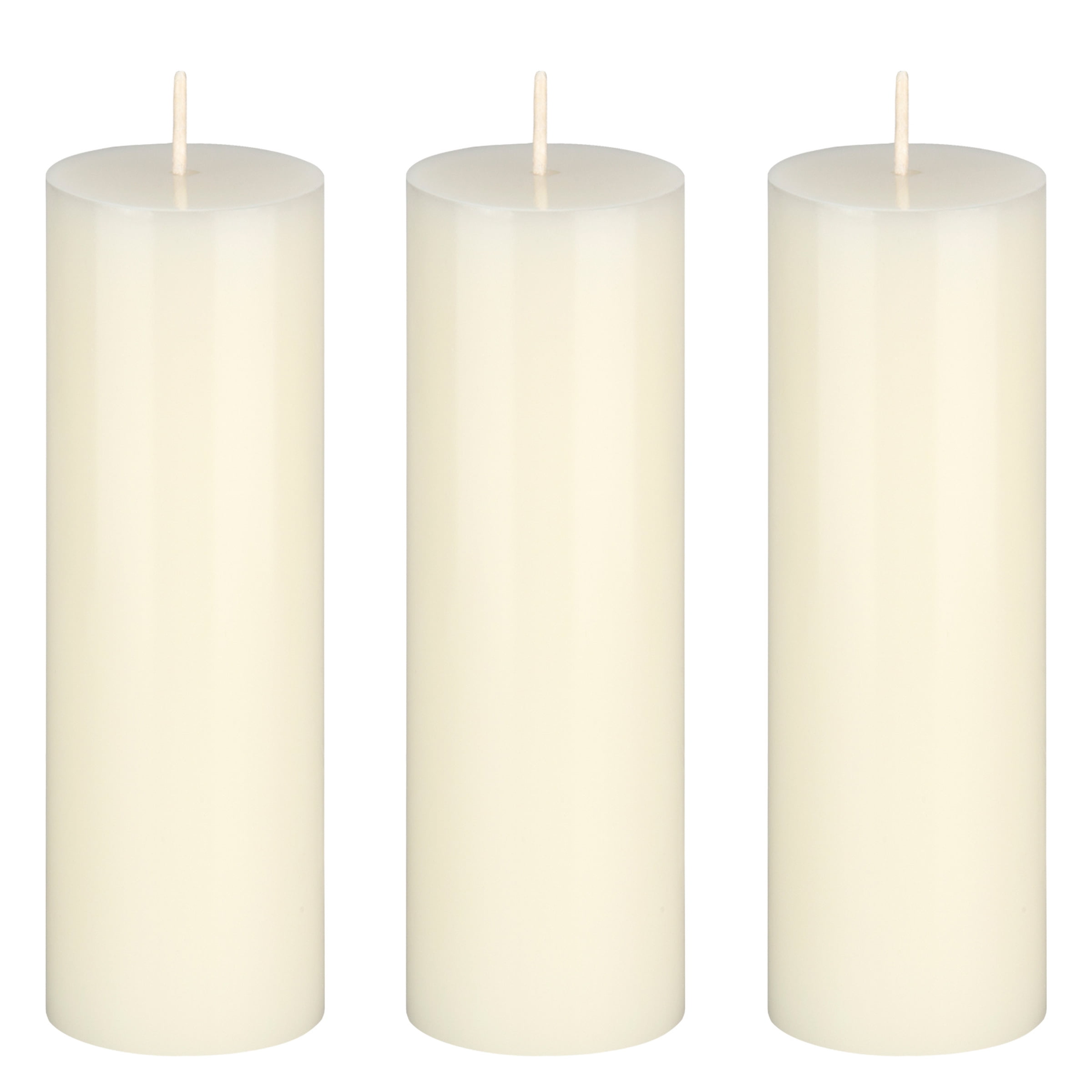 Mega Candles 3 pcs Unscented Ivory Round Pillar Candle, Hand Poured ...