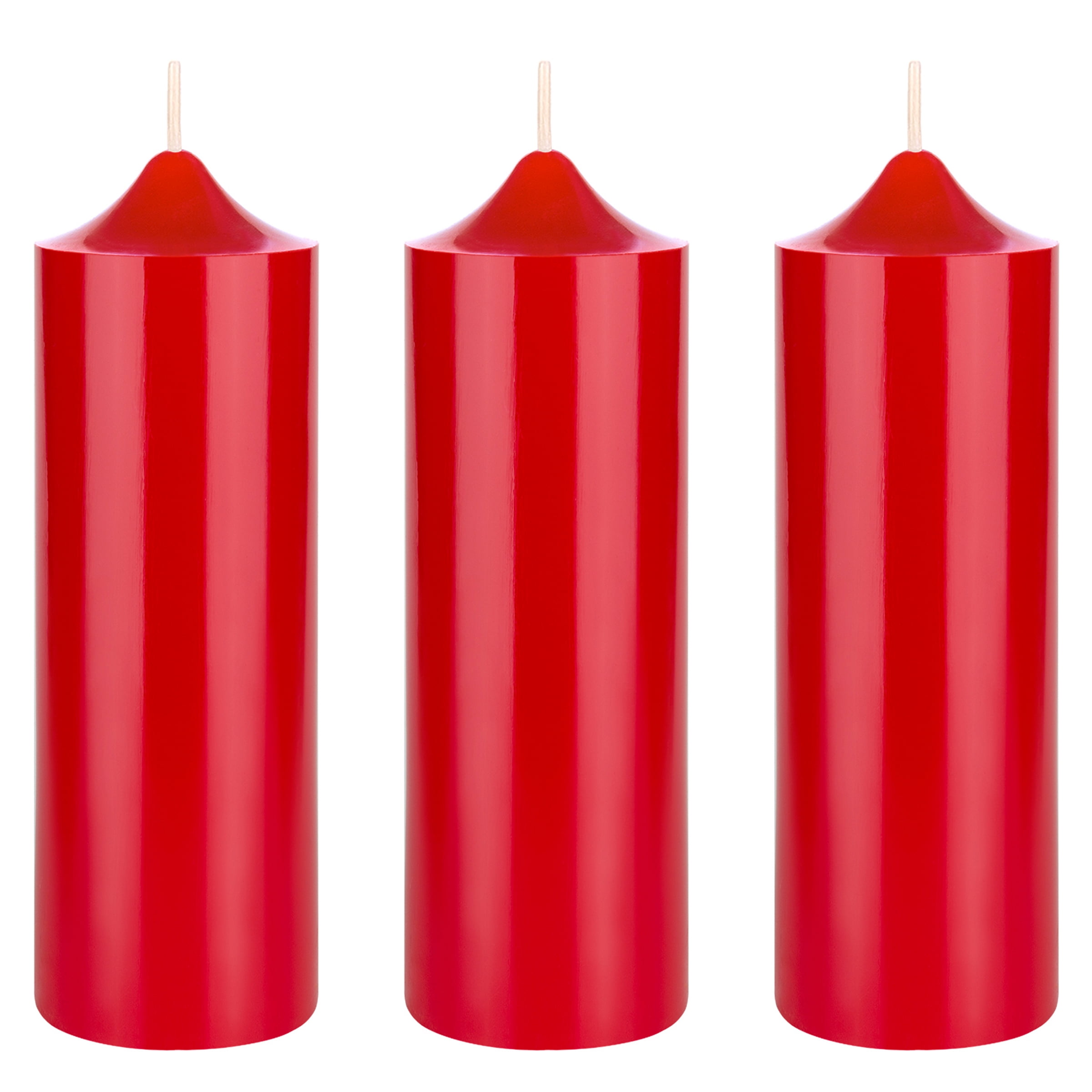 Mega Candles 3 pcs Unscented Red Dome Top Round Pillar Candle, Hand ...
