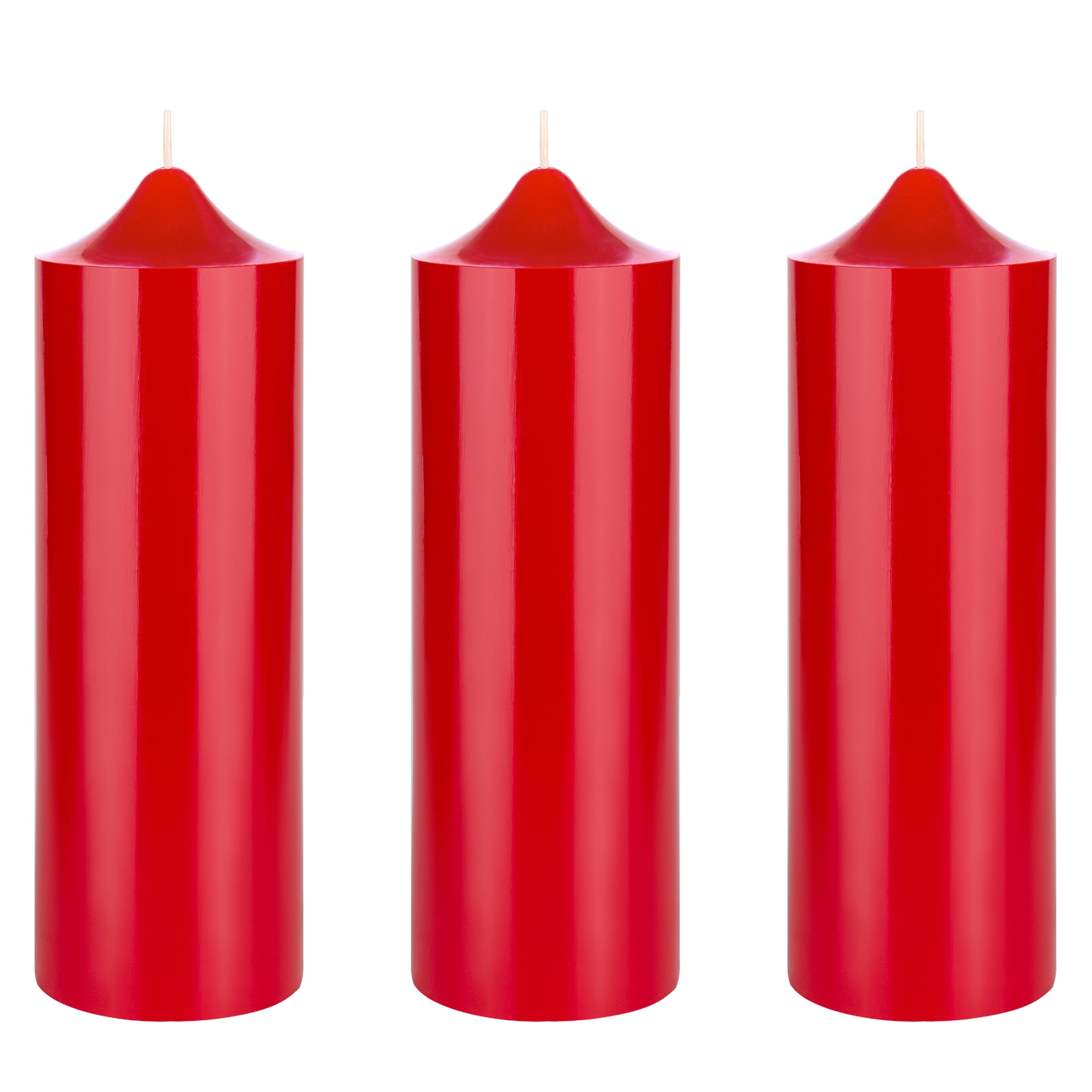 Mega Candles 3 pcs Unscented Red Dome Top Round Pillar Candle, Hand ...