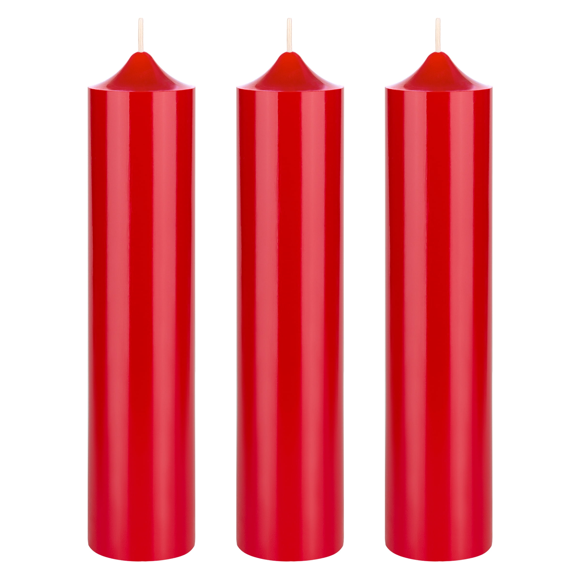 Mega Candles 3 pcs Unscented Red Dome Top Round Pillar Candle, Hand ...