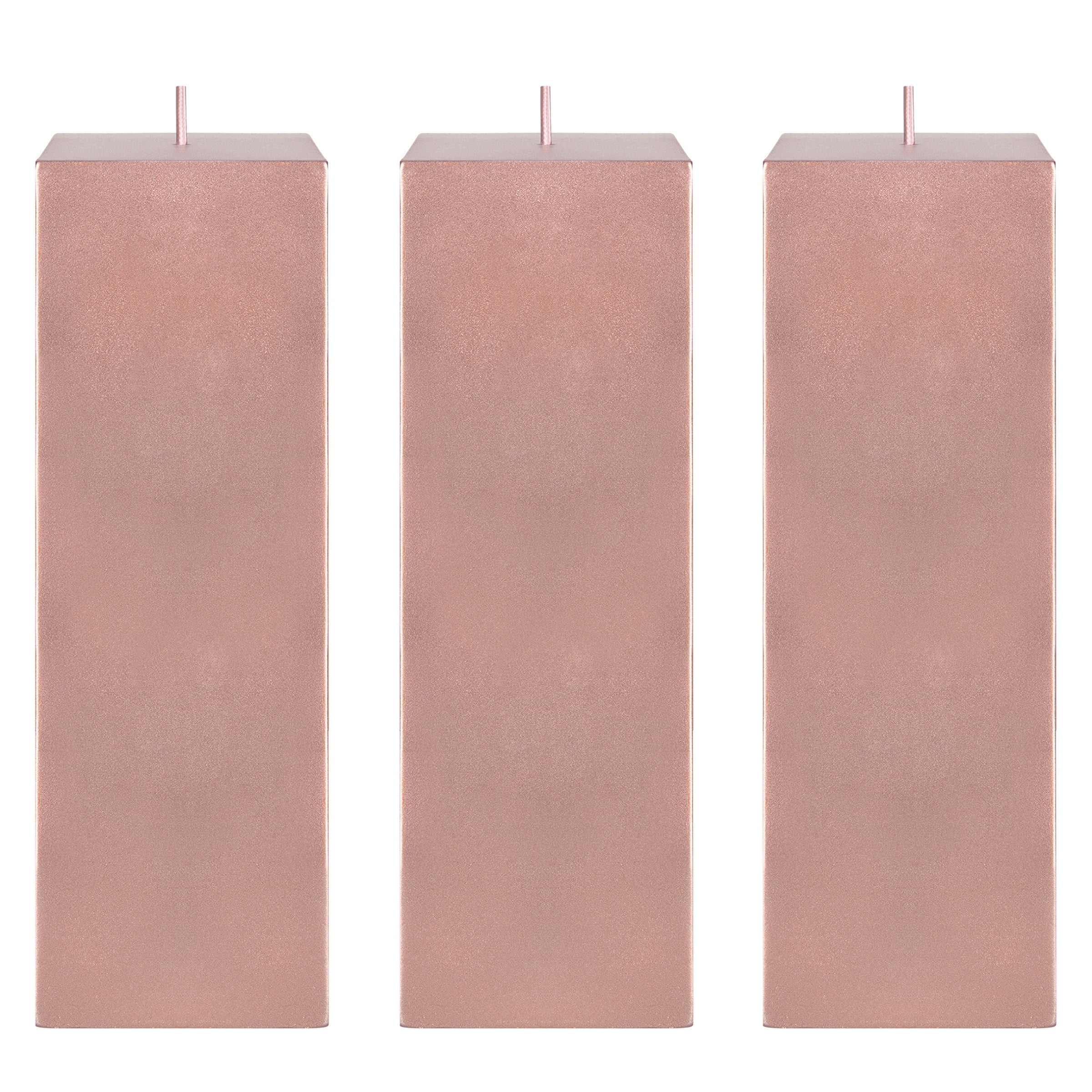 Mega Candles 3 pcs Unscented Rose Gold Square Pillar Candle, Hand ...