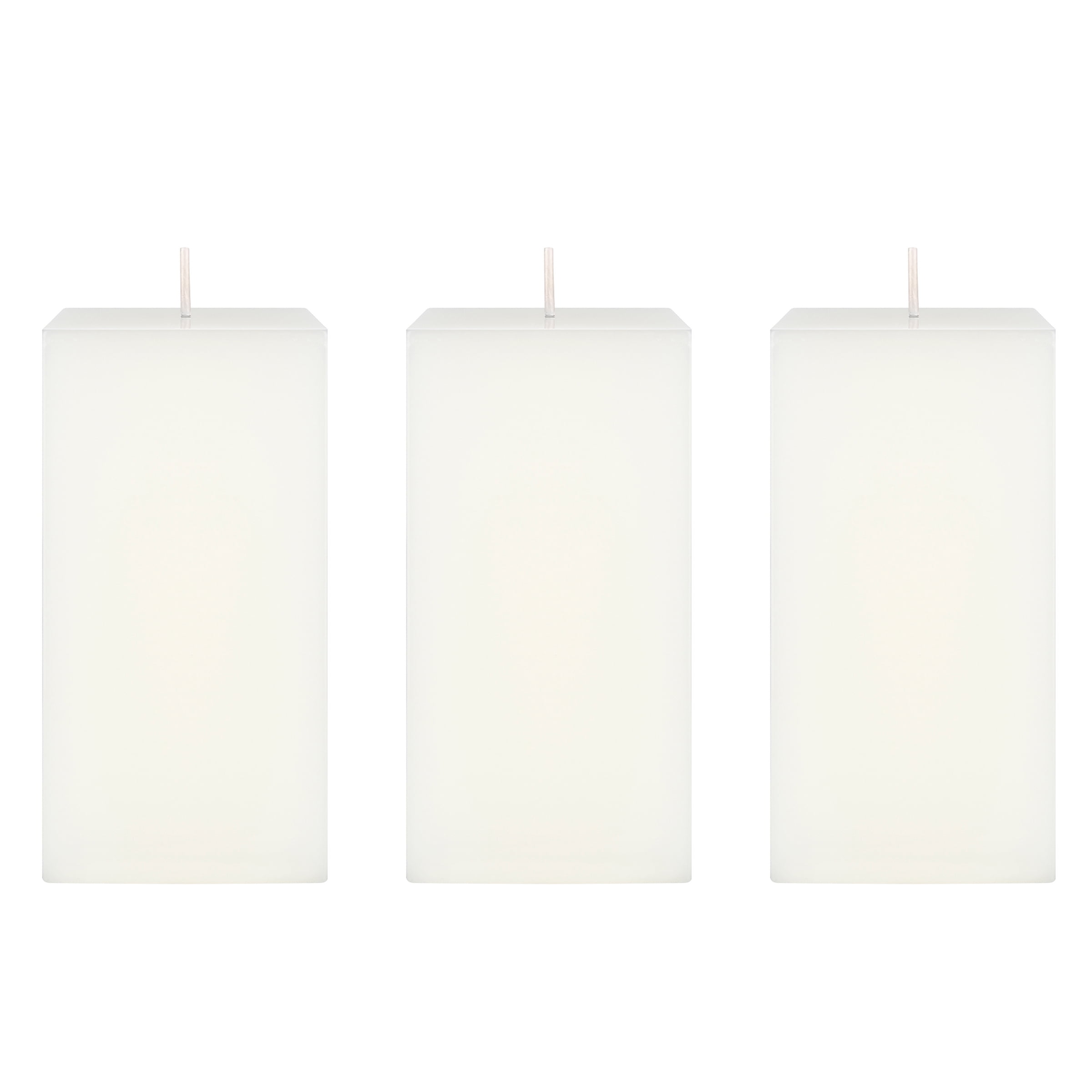 Mega Candles 3 pcs Unscented White Square Pillar Candle, Hand Poured ...