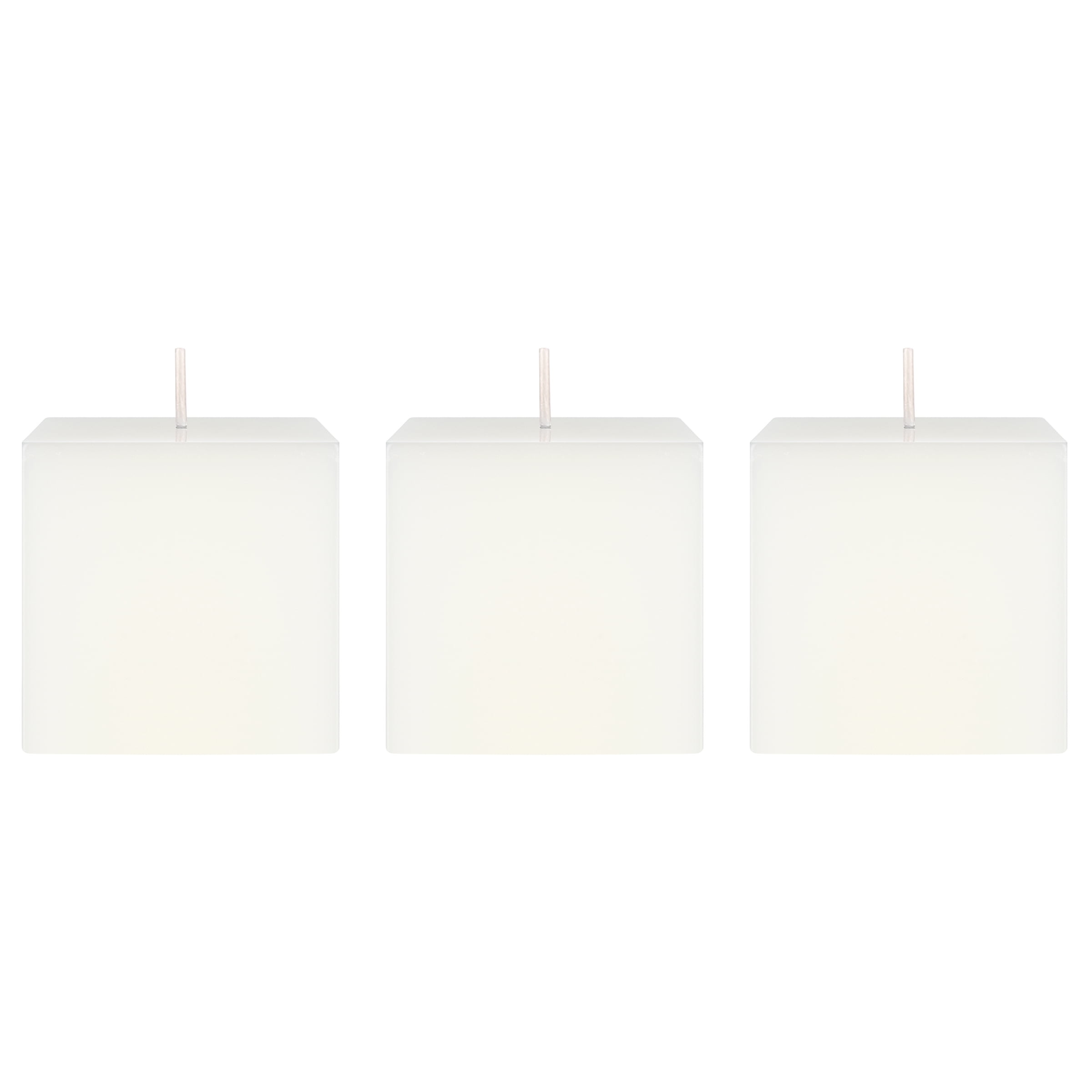 Mega Candles 3 pcs Unscented White Square Pillar Candle, Hand Poured ...