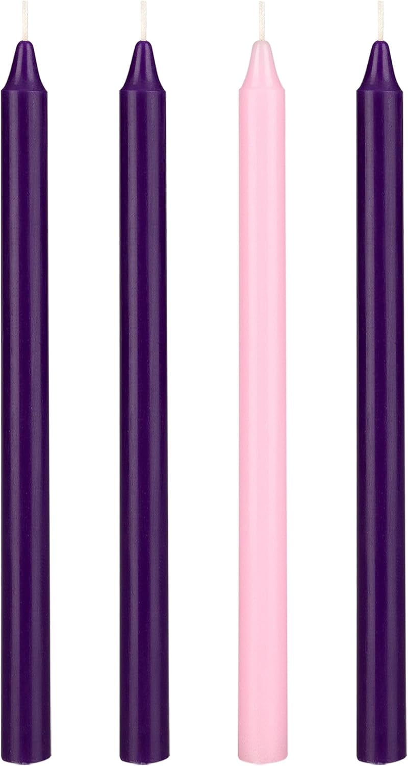 Mega Candles 4 pcs Unscented Christmas Advent Candles Set, Hand Poured ...