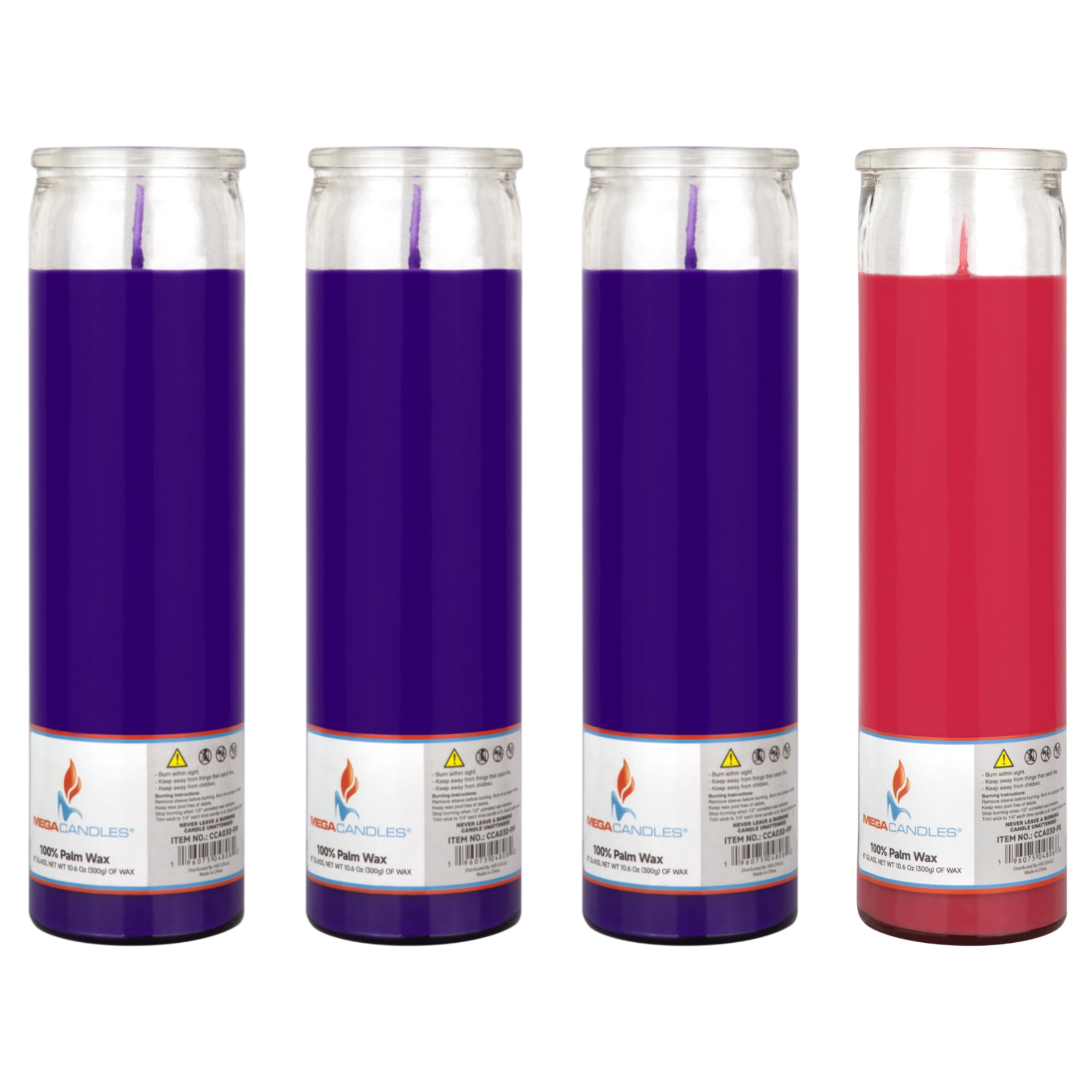 Mega Candles 4 pcs Unscented Christmas Advent Glass Tall Container ...