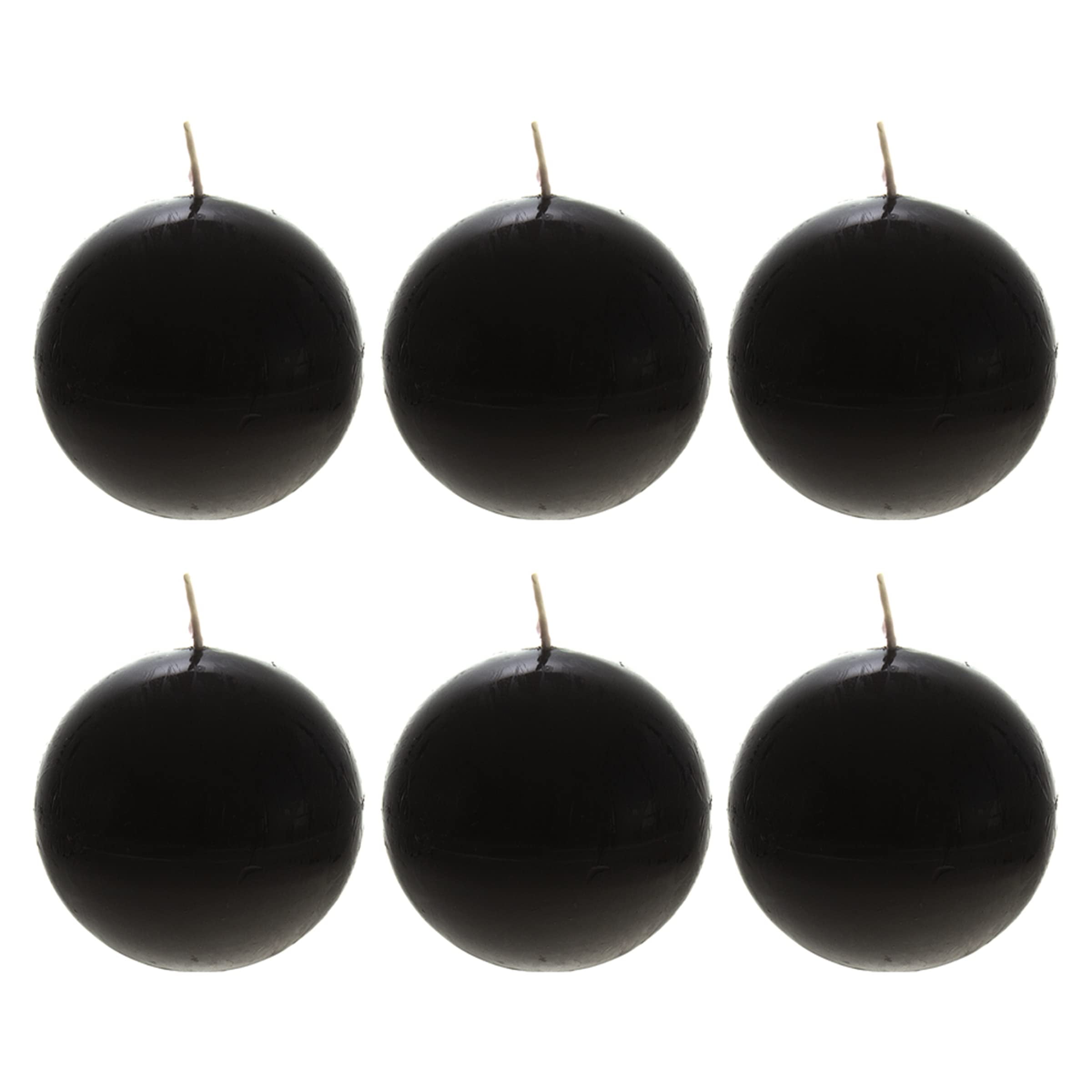 Mega Candles 6 pcs Unscented Black Ball Round Candles, Hand Poured ...
