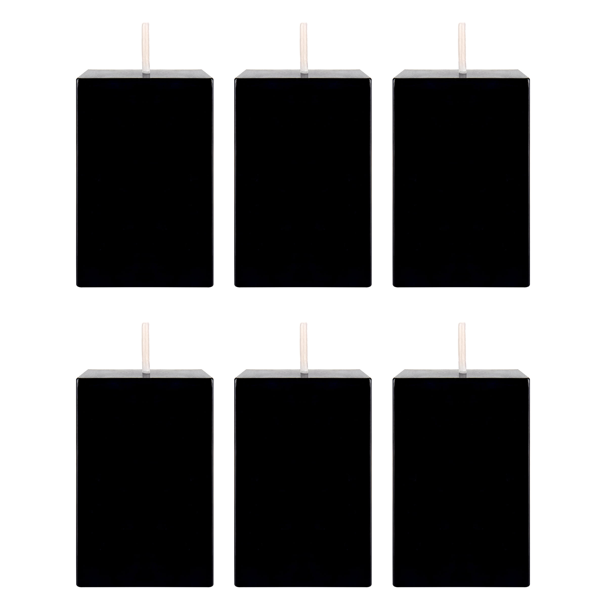 Mega Candles 6 pcs Unscented Black Square Pillar Candle, Hand Poured ...