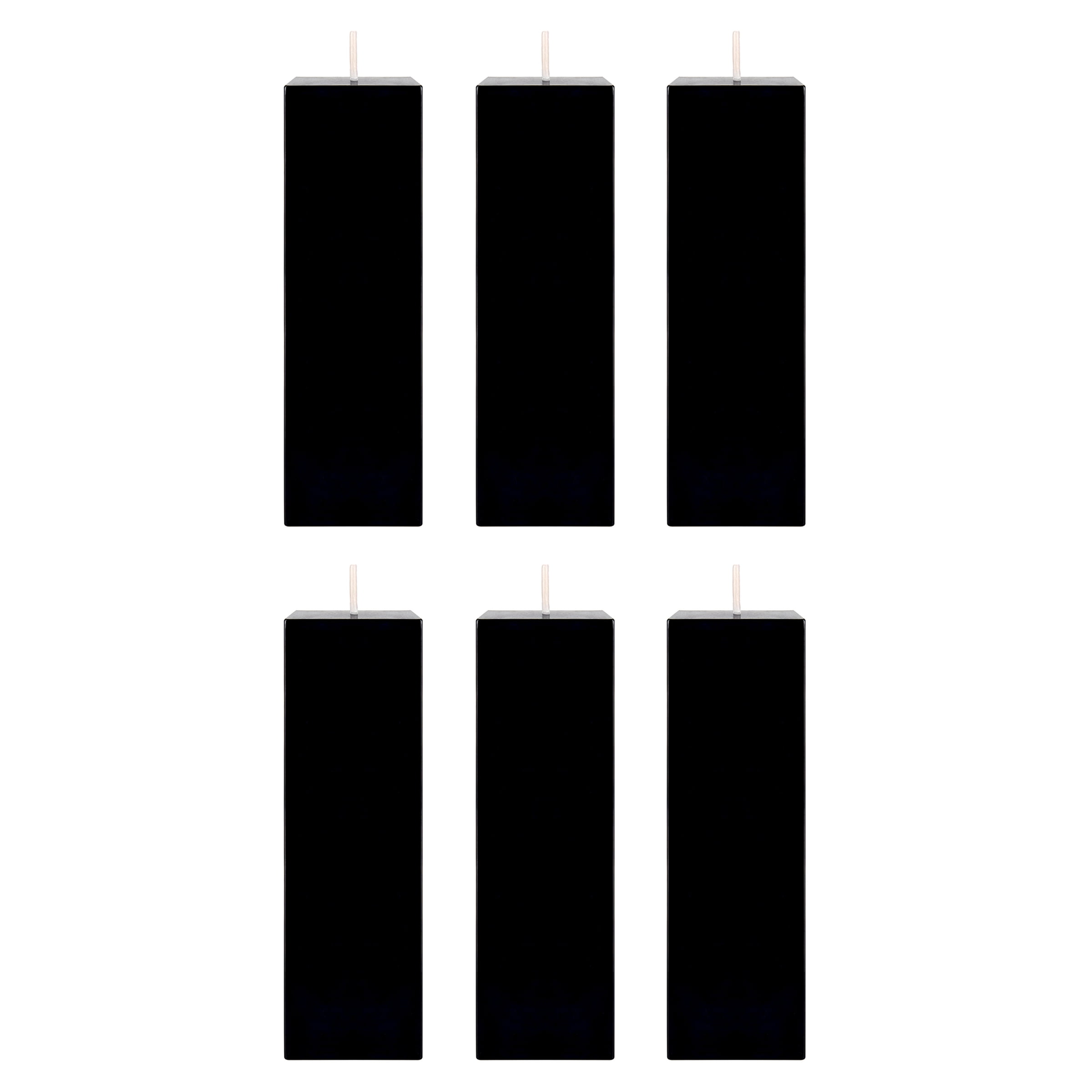 Mega Candles 6 pcs Unscented Black Square Pillar Candle, Hand Poured ...