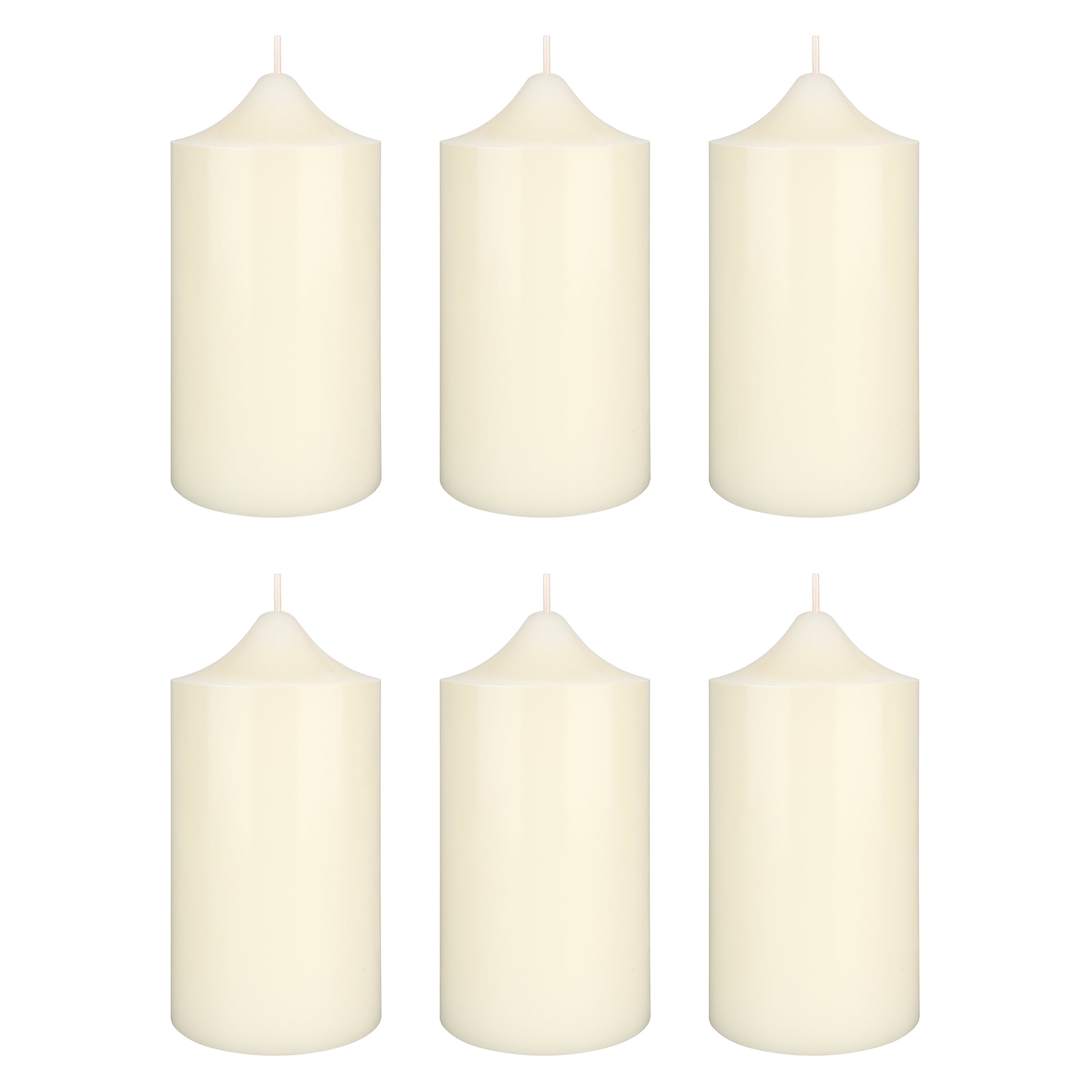 Mega Candles 6 pcs Unscented Ivory Dome Top Round Pillar Candle, Hand ...