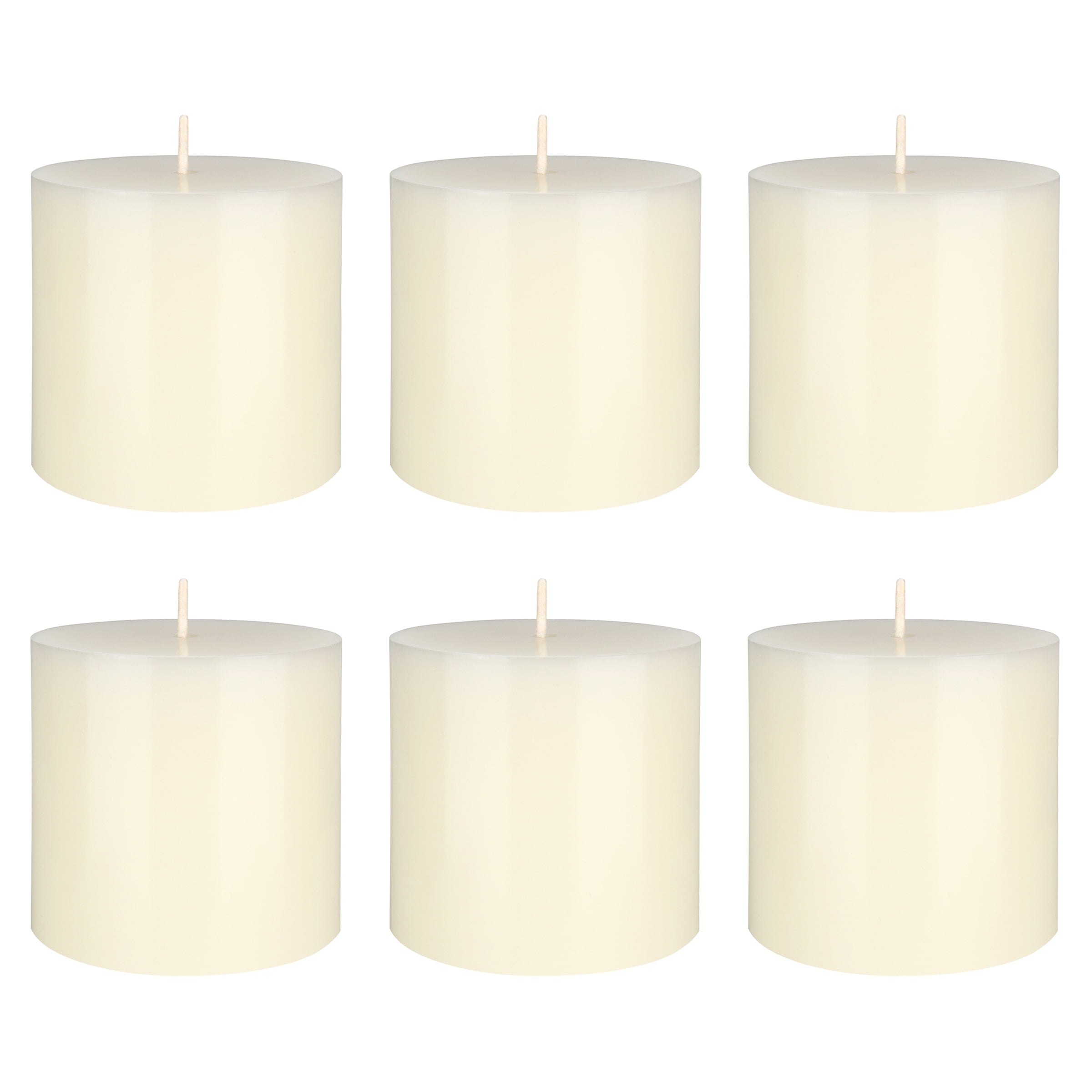 Mega Candles 6 pcs Unscented Ivory Round Pillar Candle, Hand Poured ...