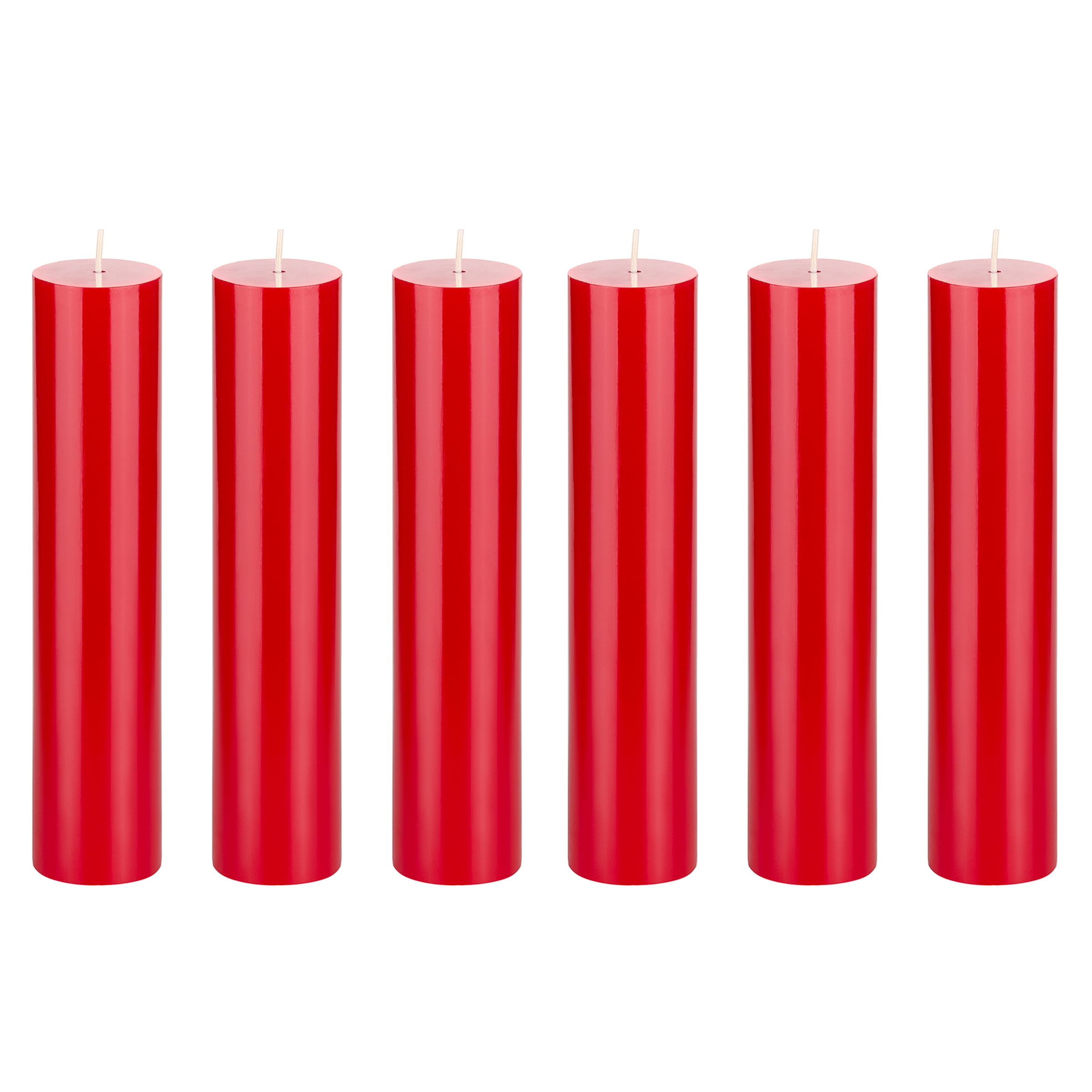 Mega Candles 6 pcs Unscented Red Round Pillar Candle, Hand Poured ...