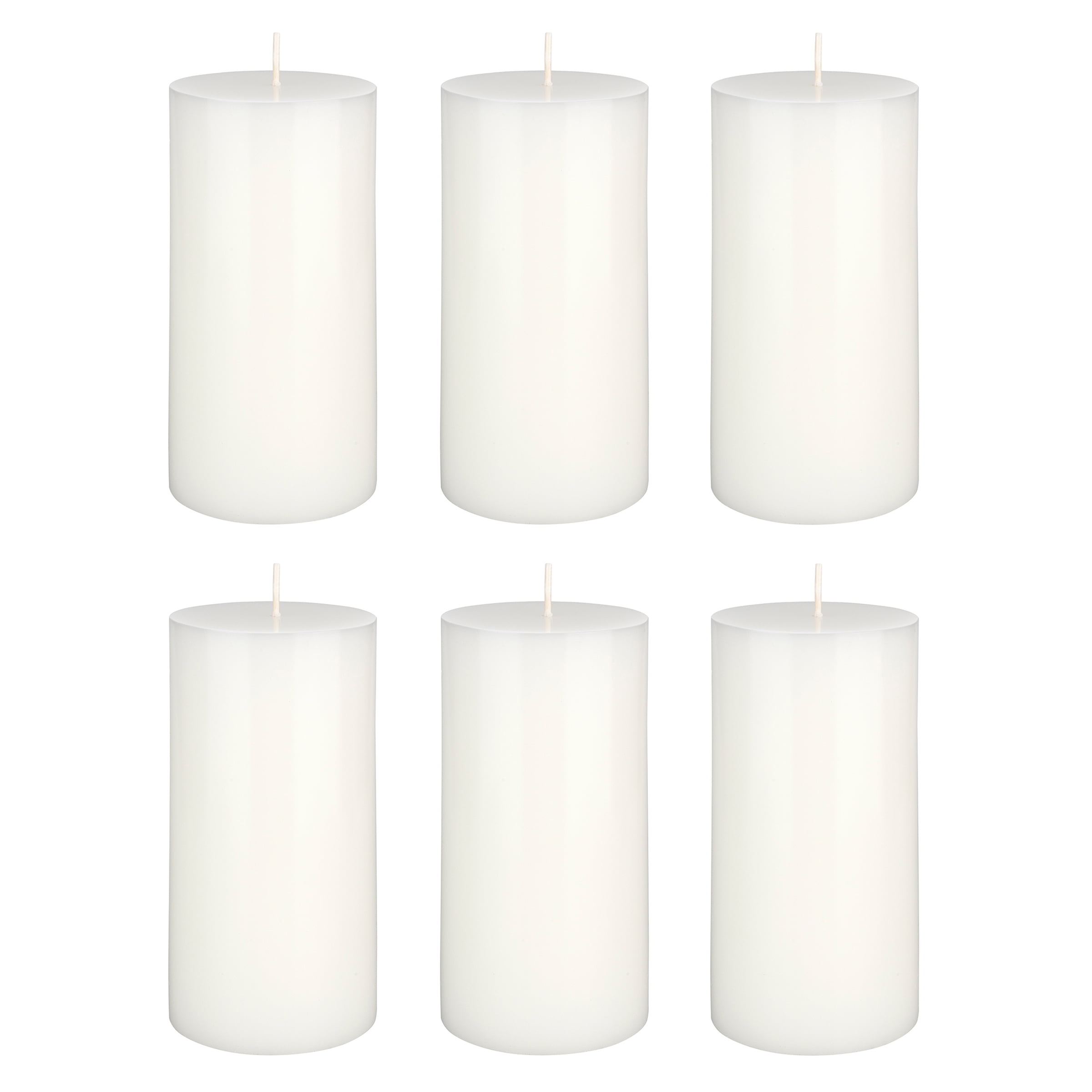 Mega Candles 6 pcs Unscented White Round Pillar Candle, Hand Poured ...