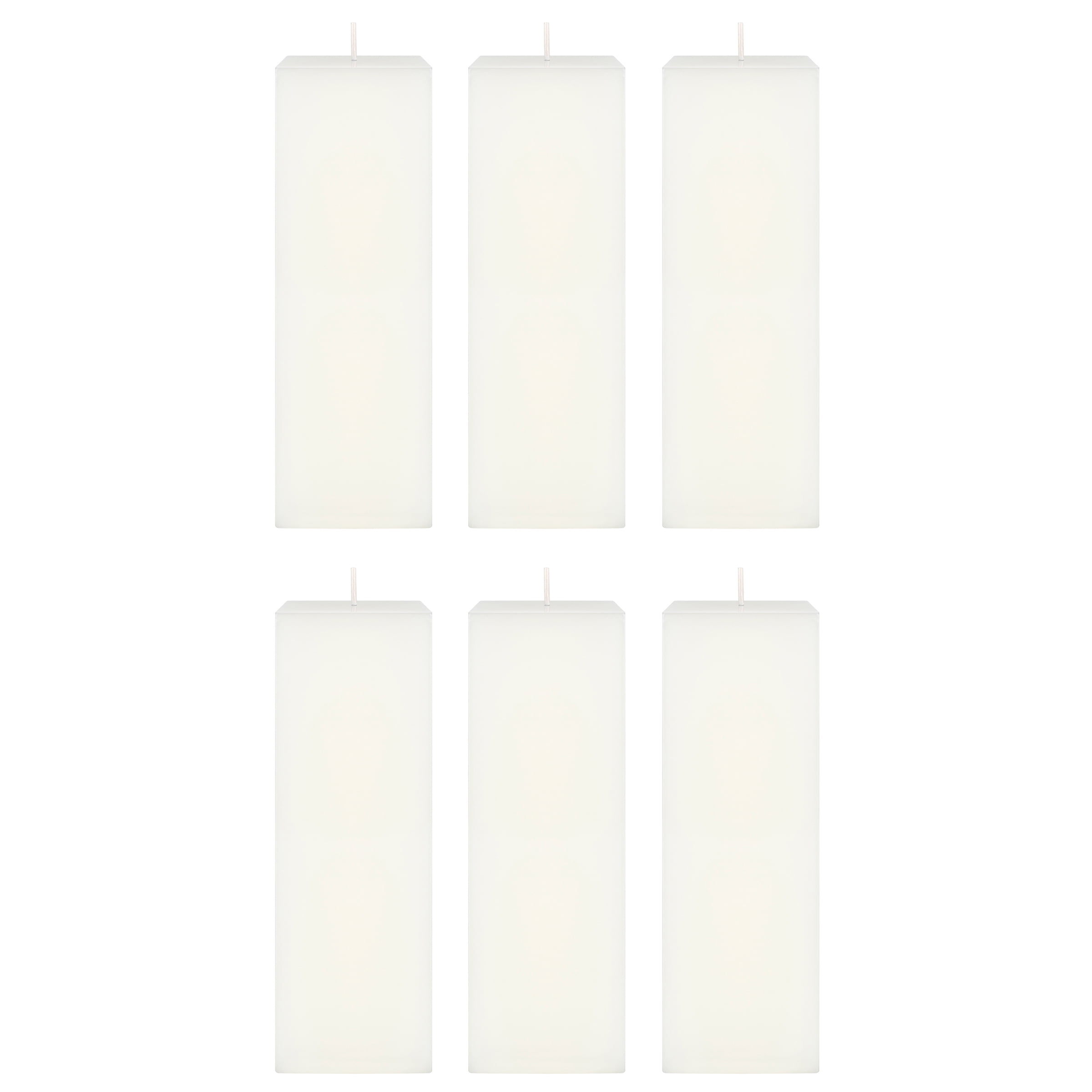 Mega Candles 6 pcs Unscented White Square Pillar Candle, Hand Poured ...