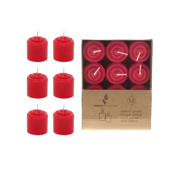 Mega Candles - Unscented 10 Hours Votive Candles - Red, Set Of 12 ...