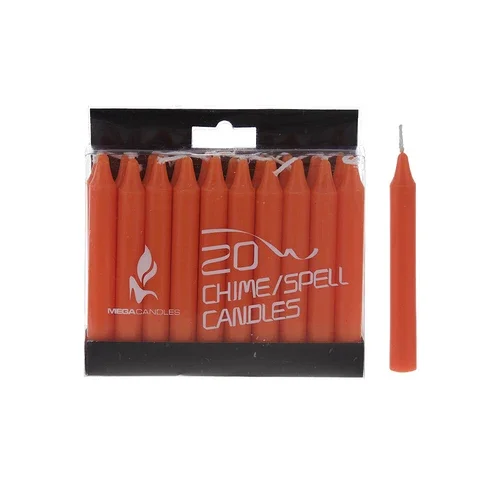 Mega Candles - Unscented 4" Chime / Spell Taper Candles - Orange, Set ...