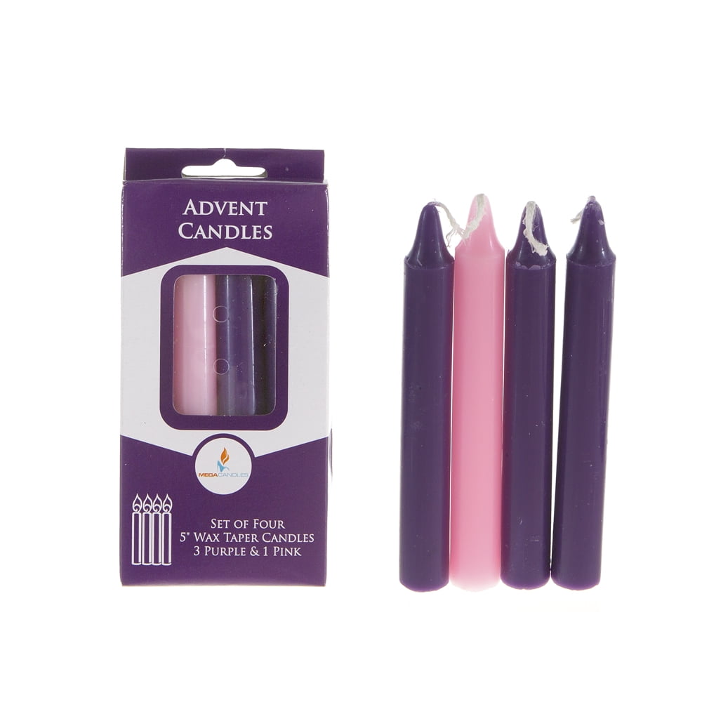 Mega Candles - Unscented 5 Inch Advent Taper Candles, Religious ...
