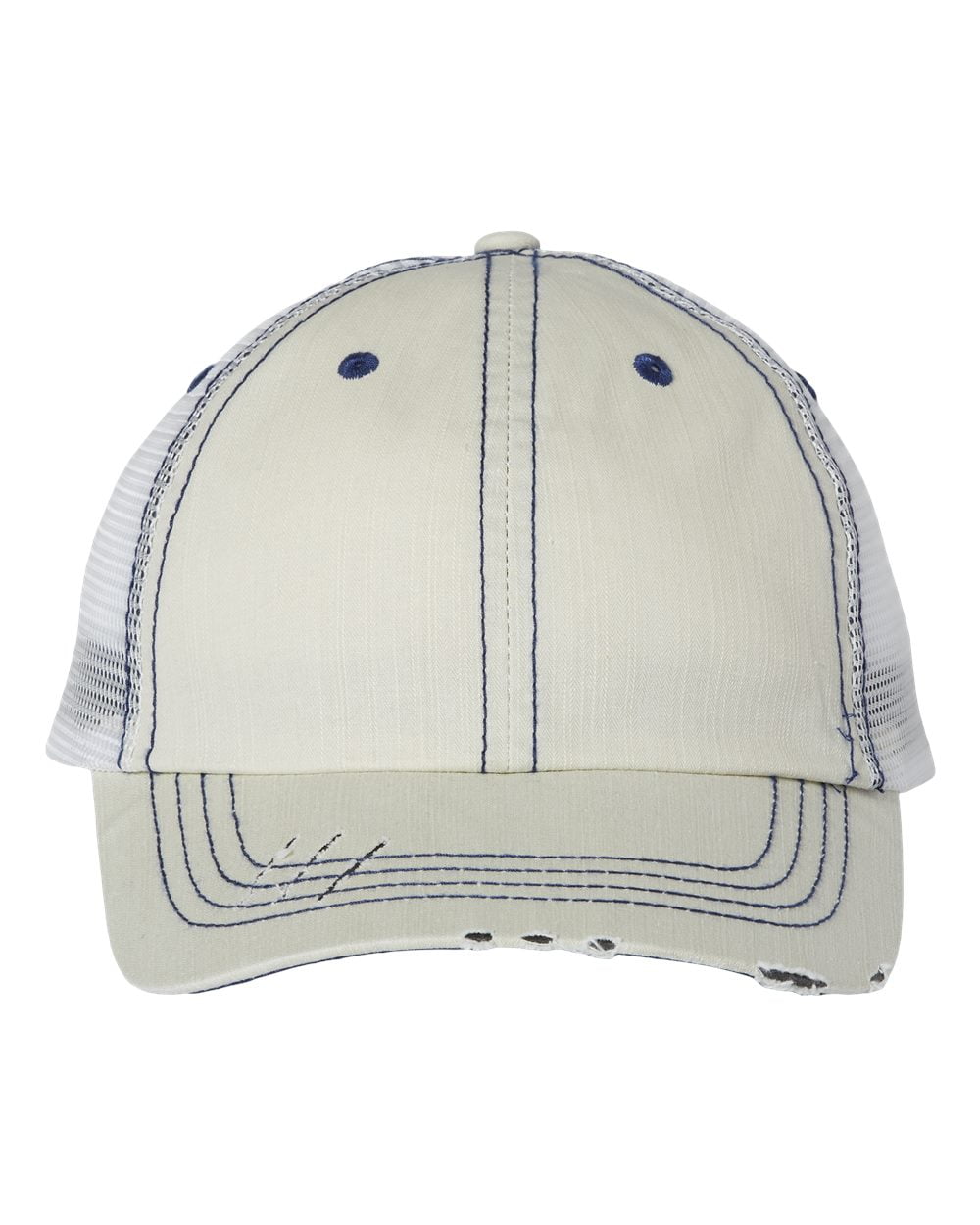 Mega Cap - Herringbone Trucker Cap - 6990 - Putty/ Navy - Size ...