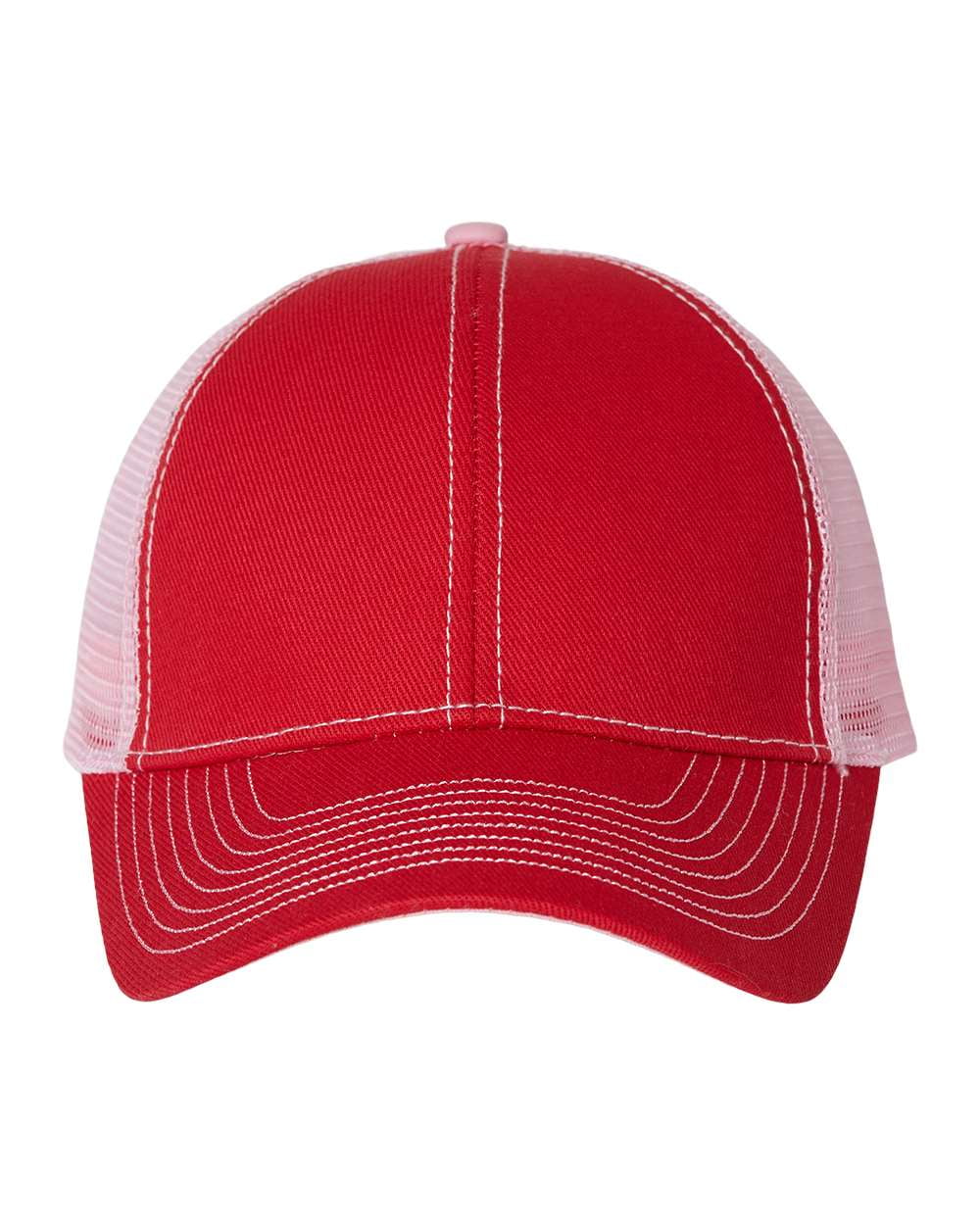 Mega Cap - Twill-Front Trucker Cap - 7641 - Red/ Pink - Size ...