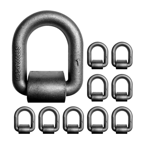 Mega Cargo Control 10 Pack Heavy Duty 1" Long Type Weld-On D Ring for Flatbed Truck Trailer Tie ...