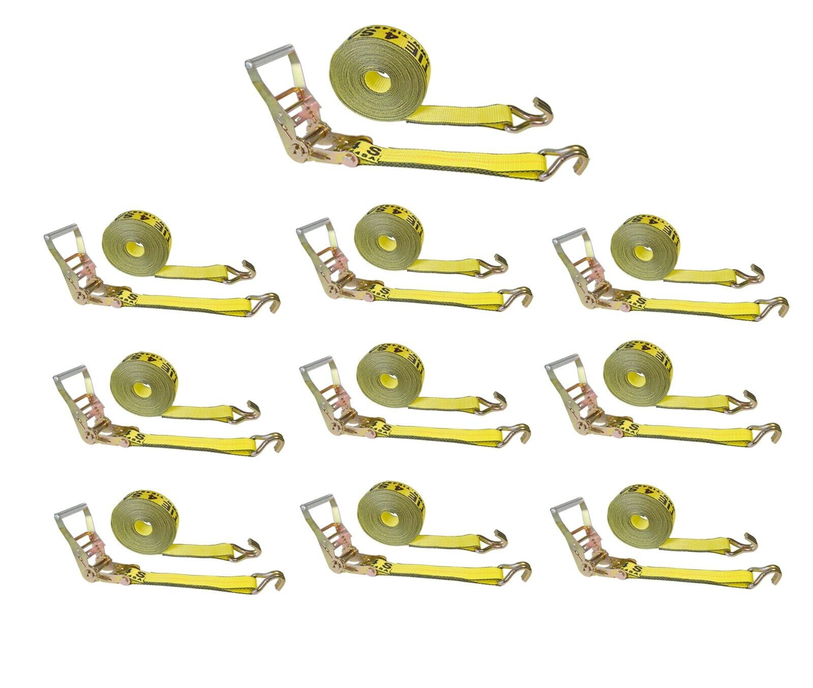 Mega Cargo Control 10 Pack Heavy Duty 2" x 30' Ratchet Tie Down Strap W ...