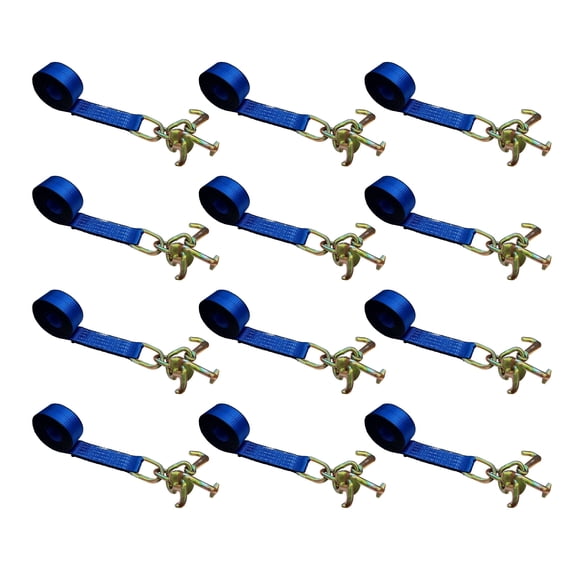 Mega Cargo Control 2" x 10' Ratchet Tie-Down RTJ Cluster Hook, Blue, 12 ...