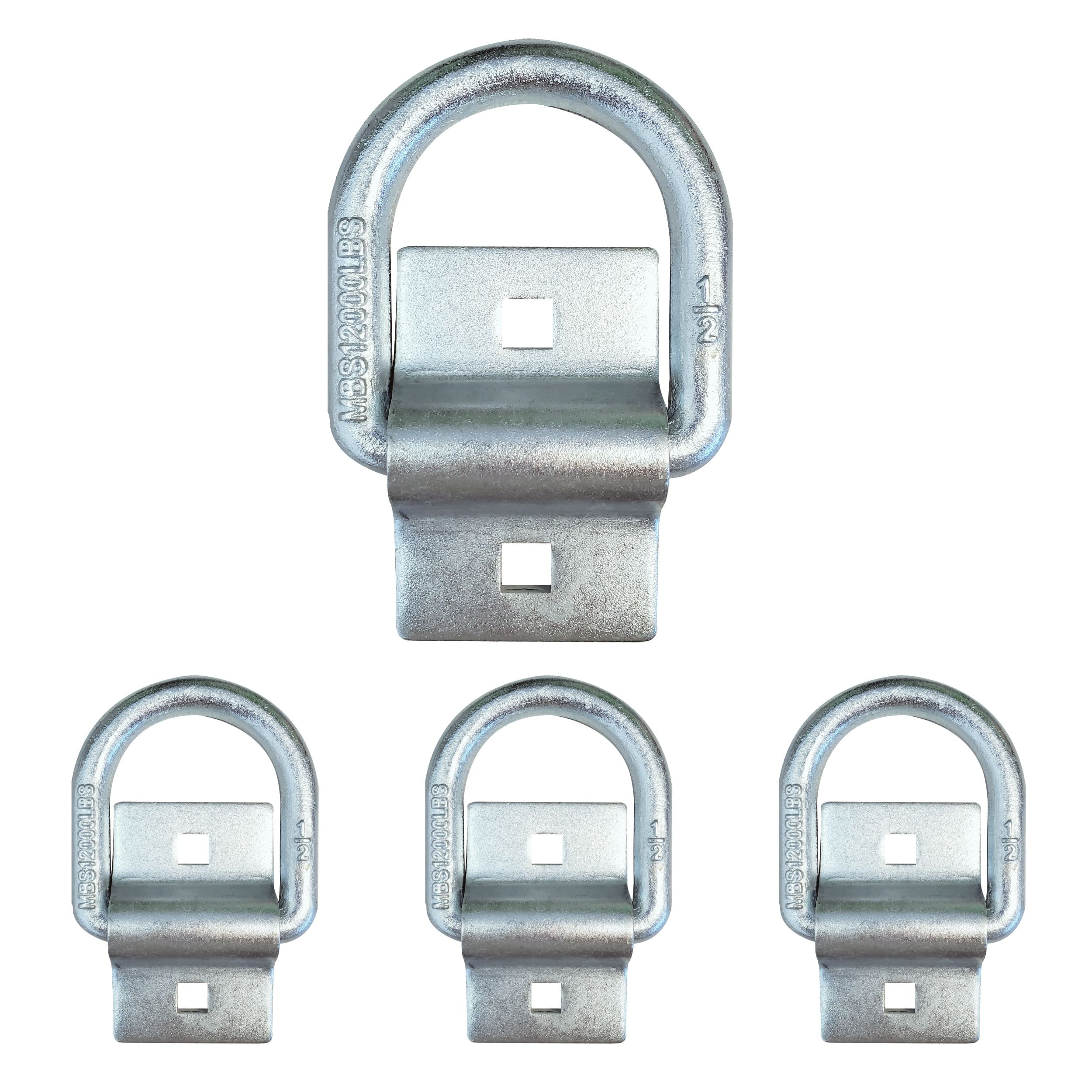 Mega Cargo Control 4 Pack 1/2" Bolt-On D Ring Flatbed Truck Trailer Tie ...