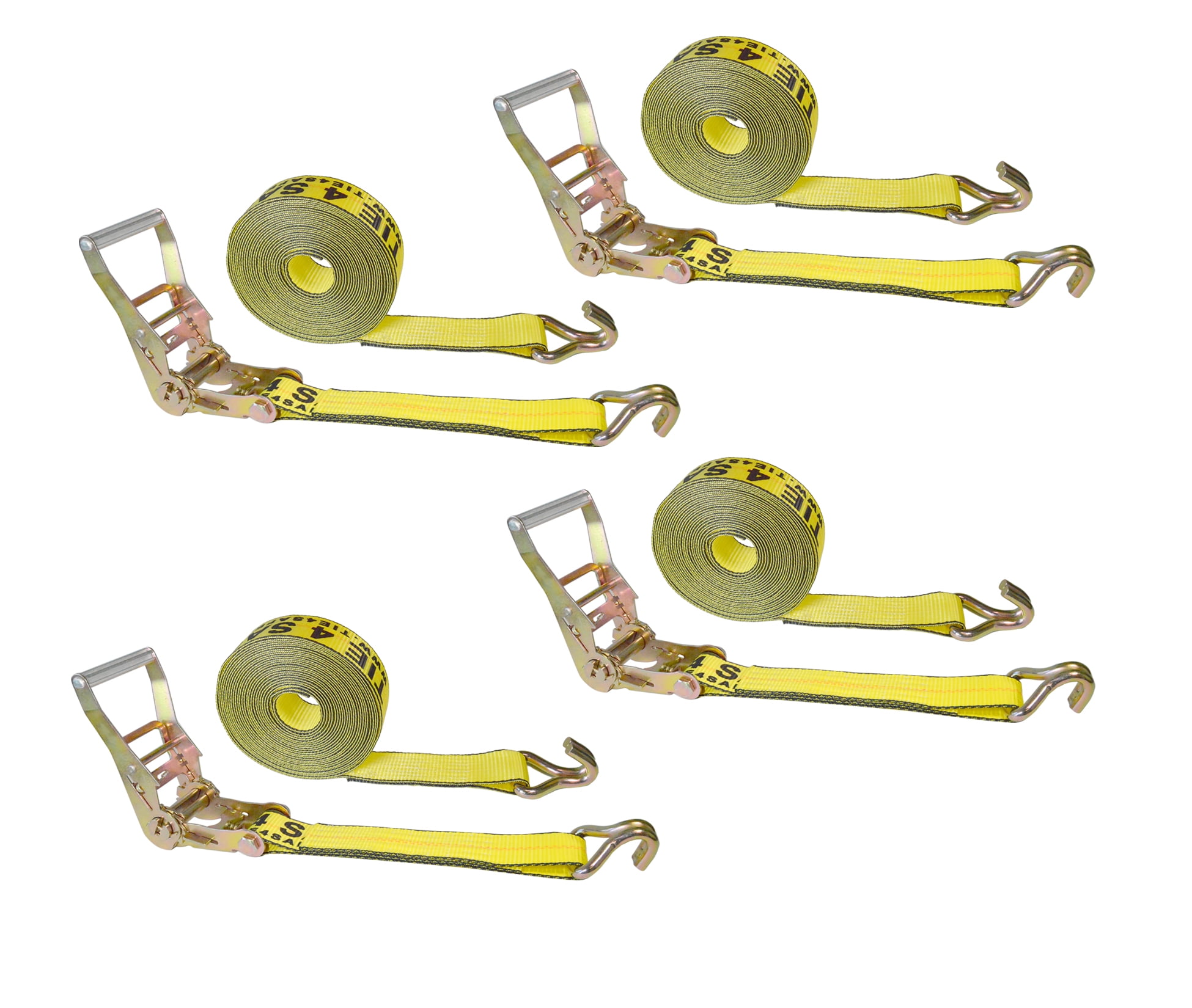 Mega Cargo Control 4 Pack Heavy Duty 2" x 30' Ratchet Tie Down Strap W ...