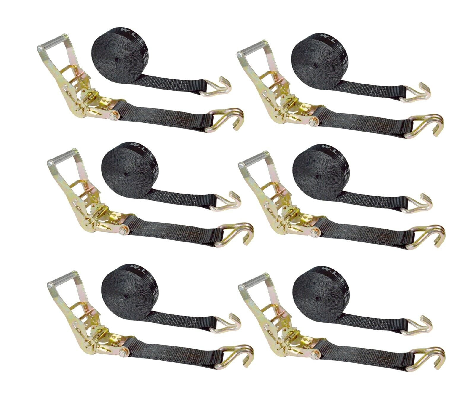 Mega Cargo Control 6 Pack Heavy Duty 2" x 30' Ratchet Tie Down Strap W ...