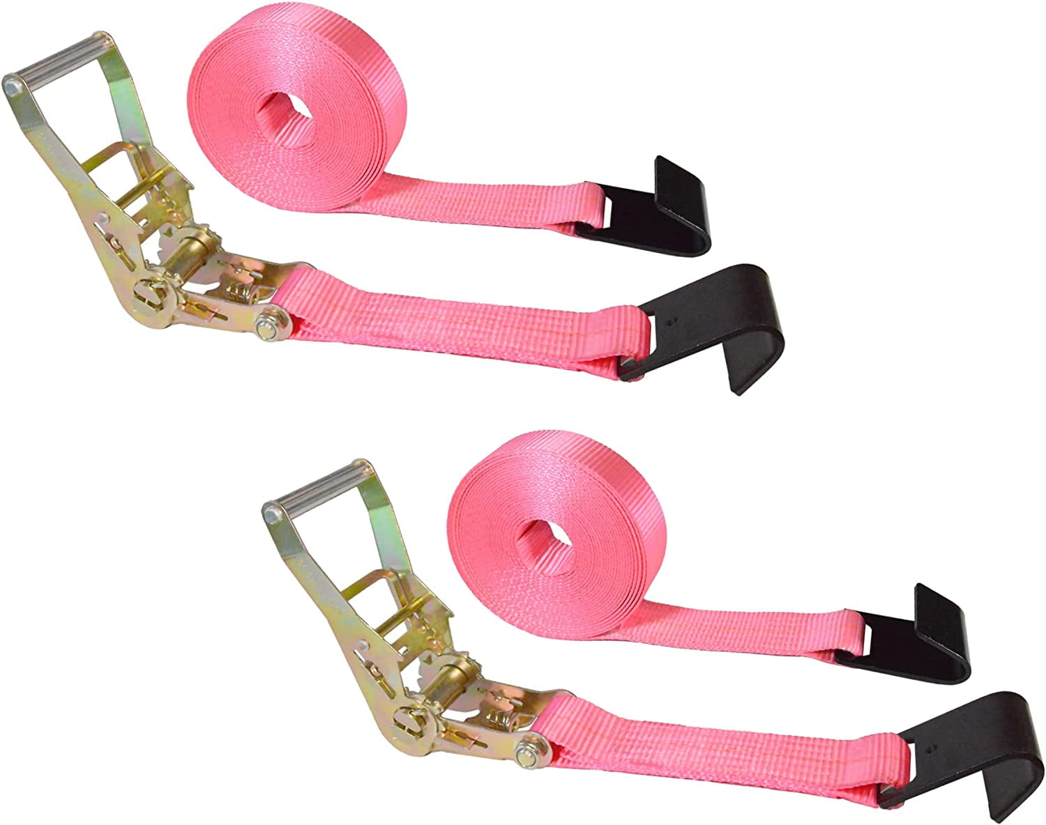 Mega Cargo Control USA 2 Pack Heavy Duty 2" x 30' Ratchet Tie Down Strap W/ Flat Hook WLL: 3333 ...