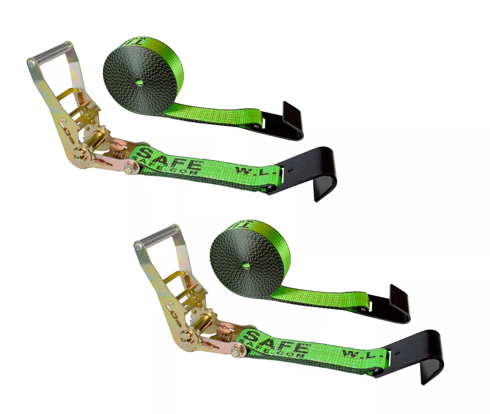 Mega Cargo Control USA 2 Pack Heavy Duty 2" x 60' Ratchet Strap Flat ...