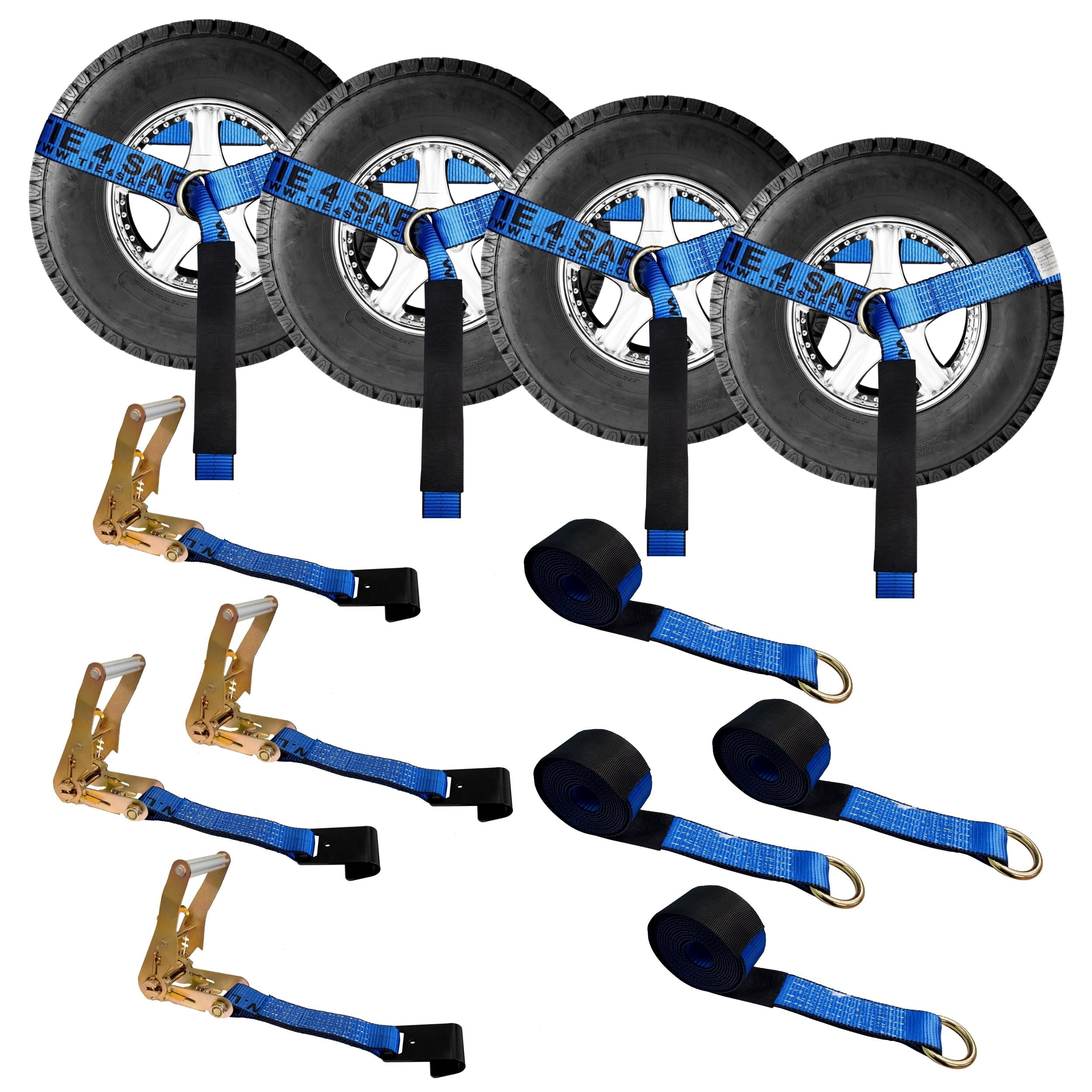 Mega Cargo Control USA 4 Pack 2" x 10' Car Tie Down with Flat Hook Auto ...