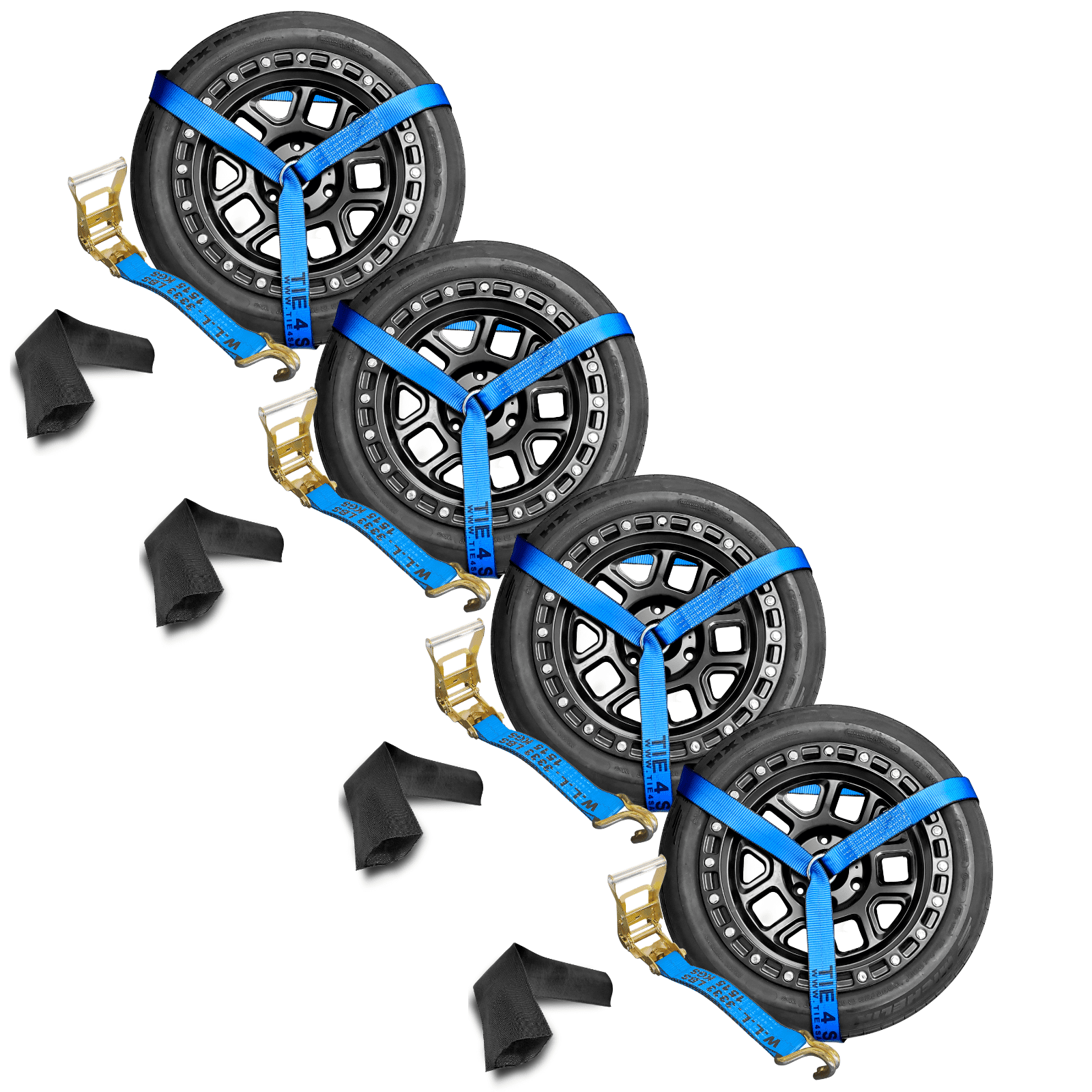 Mega Cargo Control USA 4 Pack 2" x 10' Side Mount Wheel Net Tie Down w ...