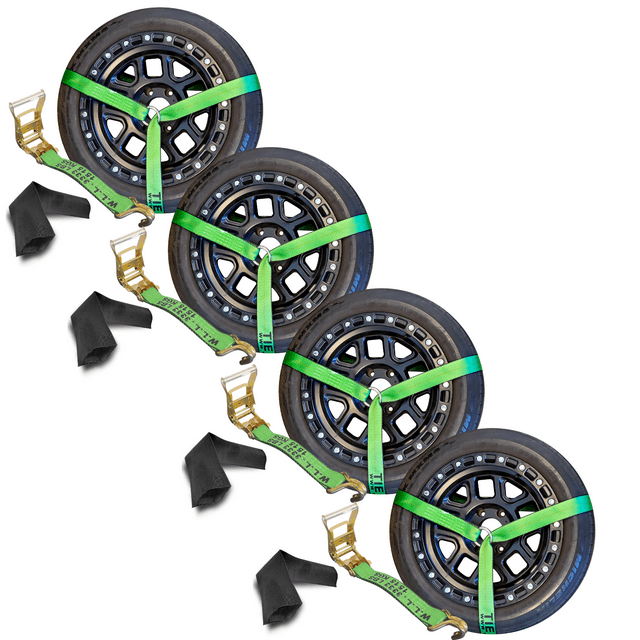 Mega Cargo Control USA 4 Pack 2" x 10' Side Mount Wheel Net Tie Down w ...