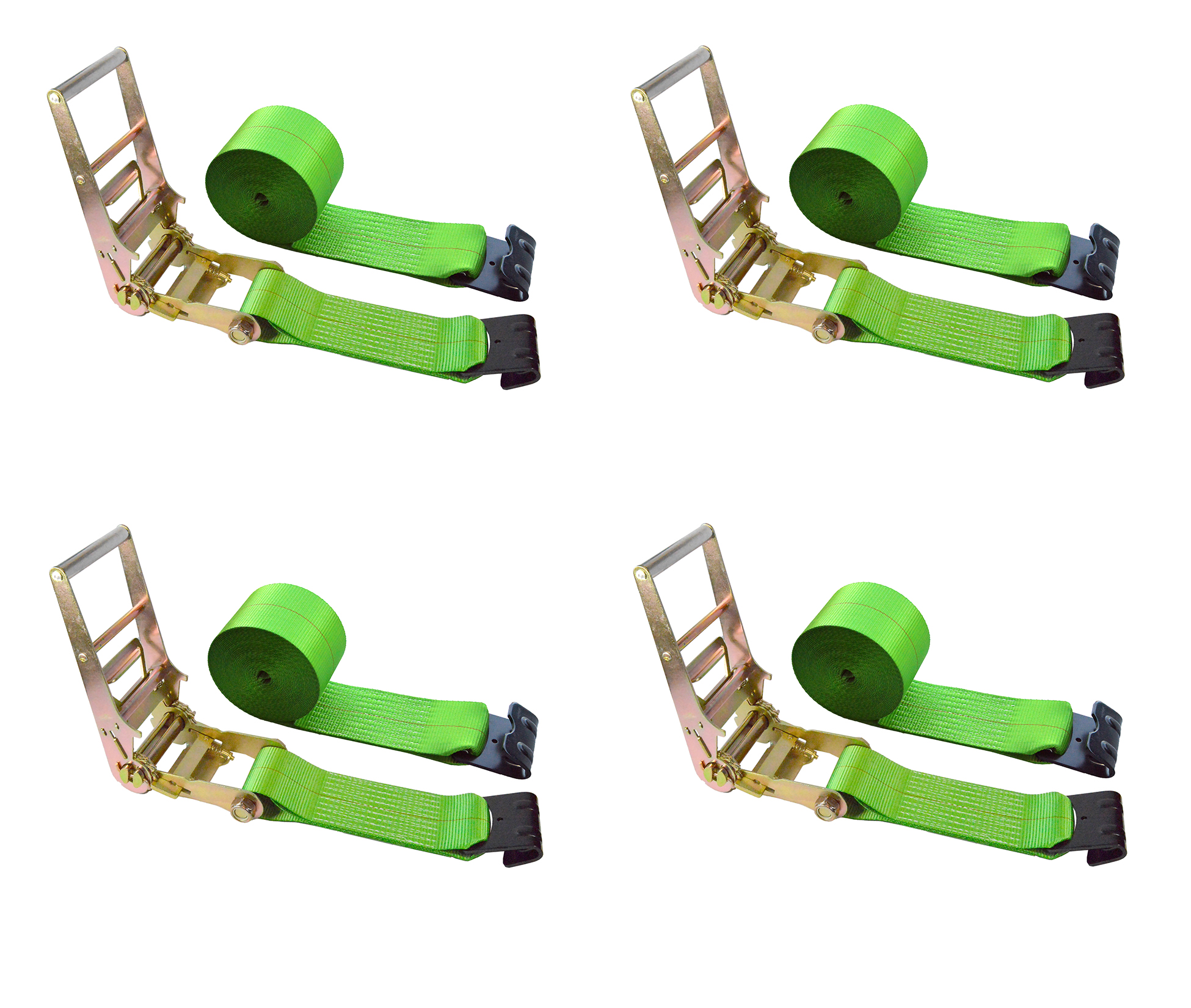 Mega Cargo Control USA 4 Pack 4" x30' Ratchet Strap w/Flat Hook Flatbed ...