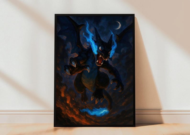 Mega Charizard X – Kanto | Pokémon Poster Digital Art Print | Anime ...