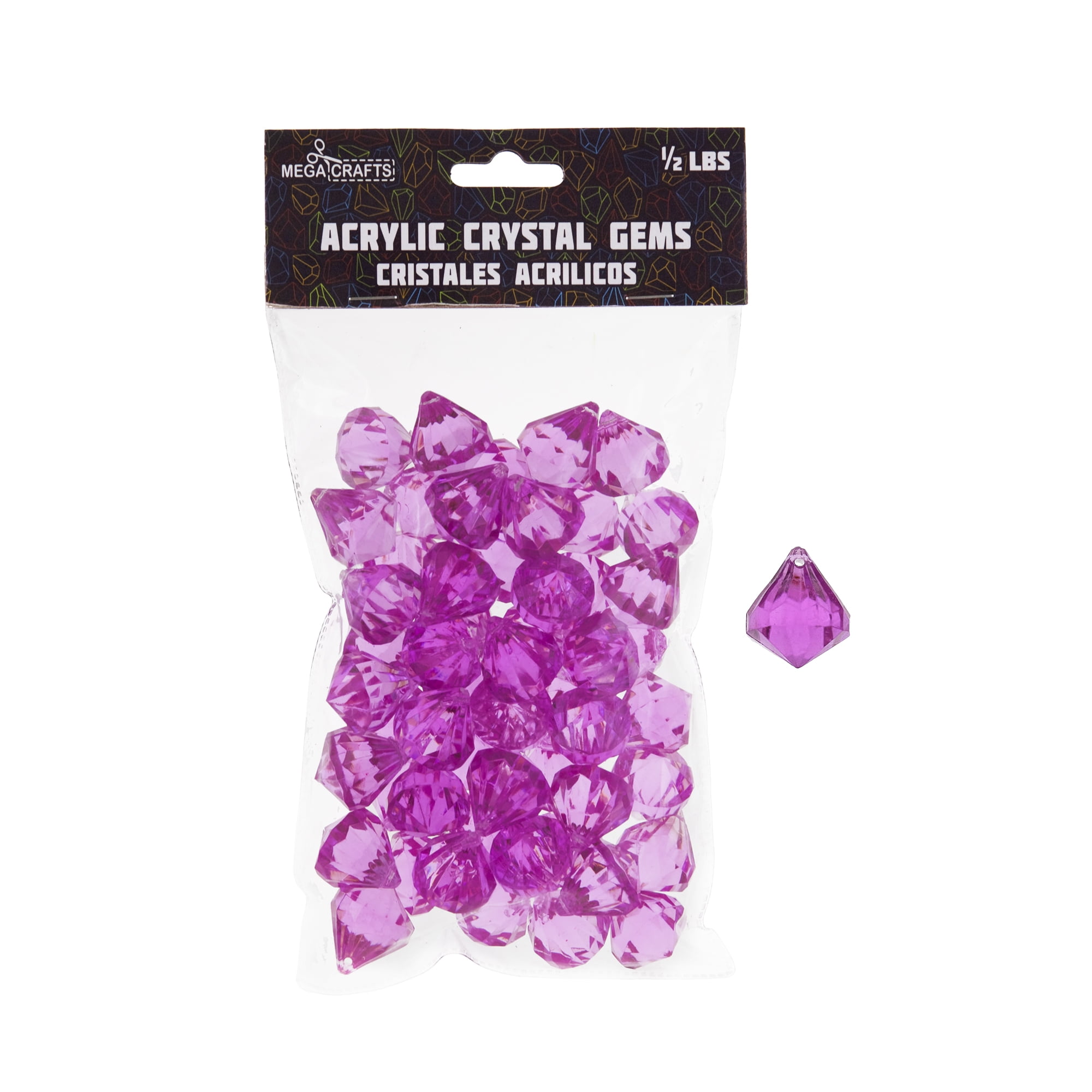 Mega Crafts - 1/2 lb Acrylic Gemstones Fuchsia | Plastic Glass Gems For ...