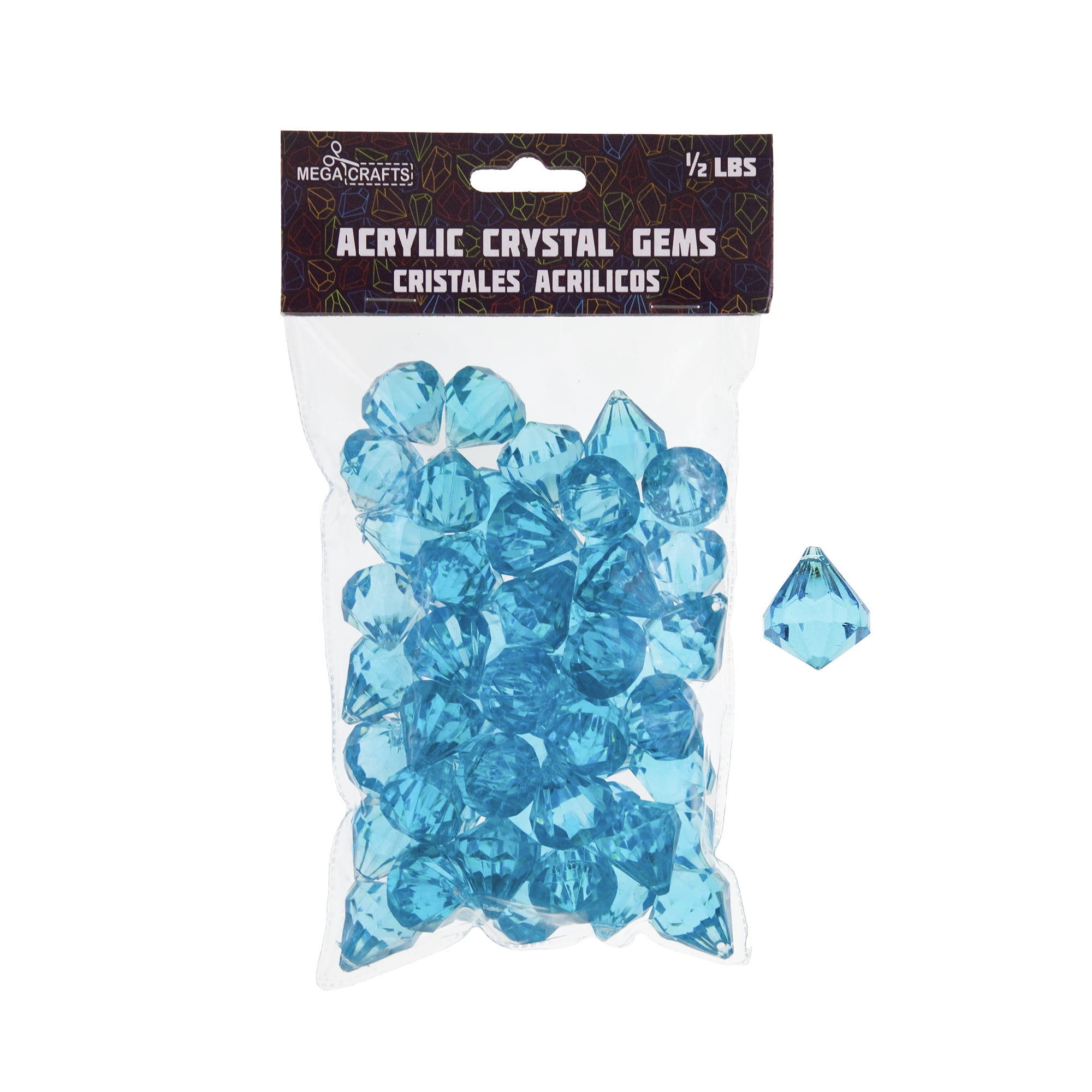 Mega Crafts - 1/2 lb Acrylic Gemstones Turquoise | Plastic Glass Gems ...