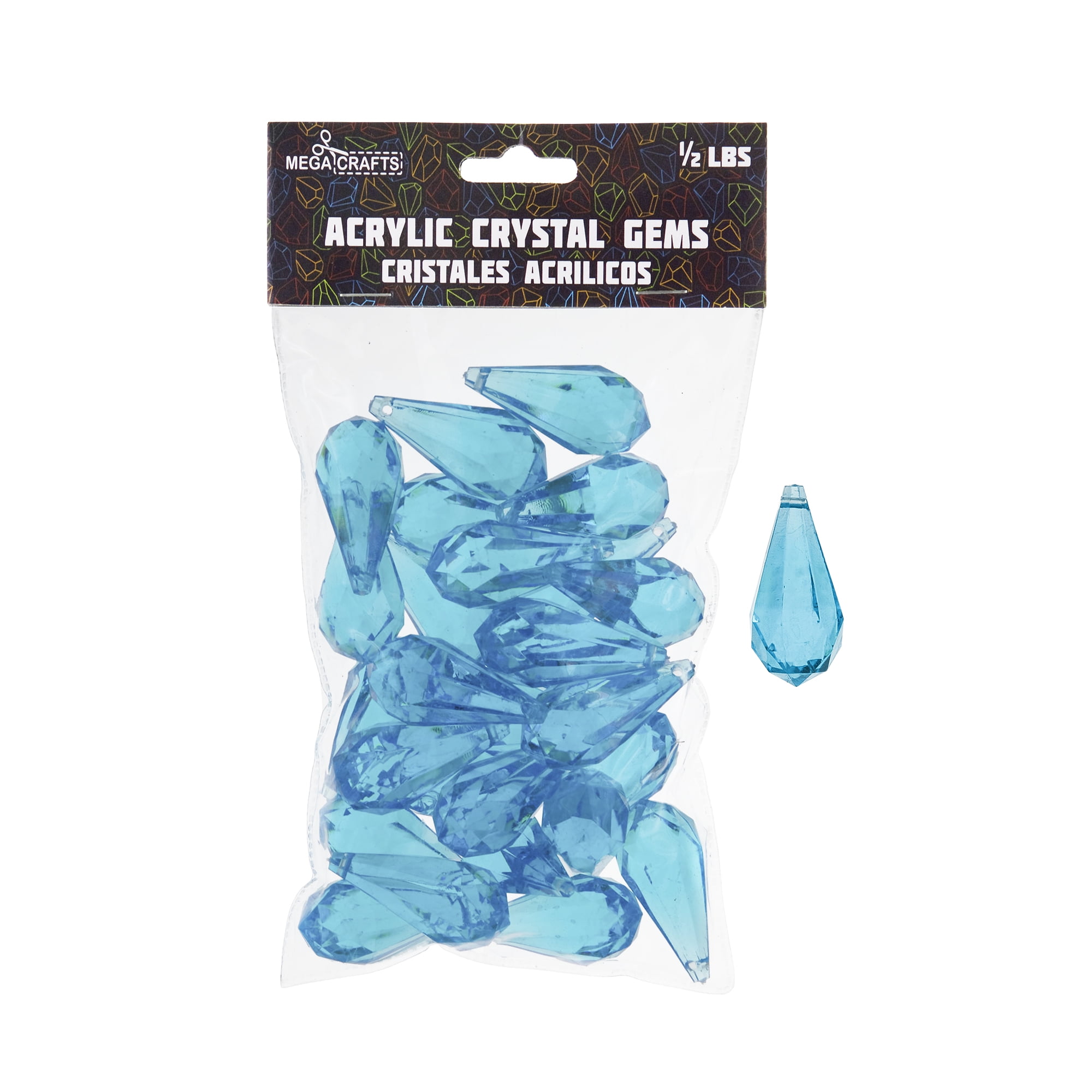Mega Crafts - 1/2 lb Acrylic Tear Drops Turquoise | Plastic Glass Gems ...