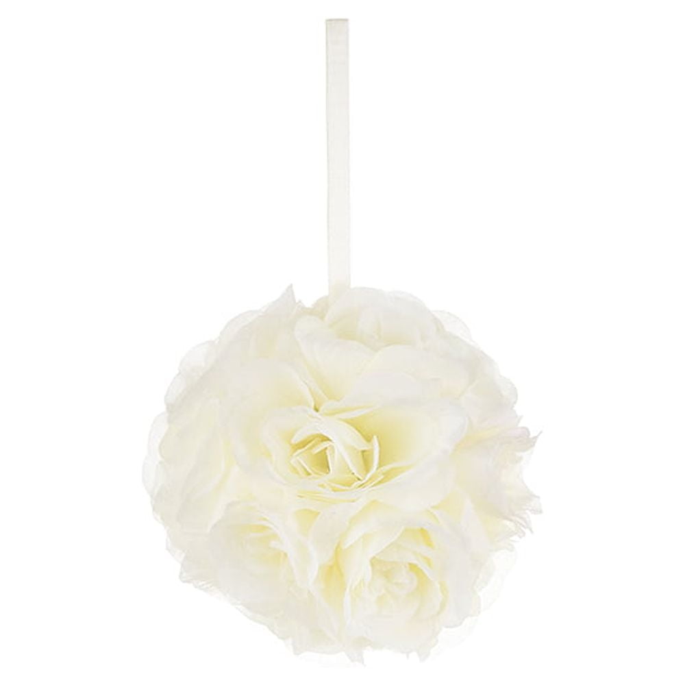 Mega Crafts - Ivory Artificial Rose Pomander Kissing Ball 6'' | Hanging ...