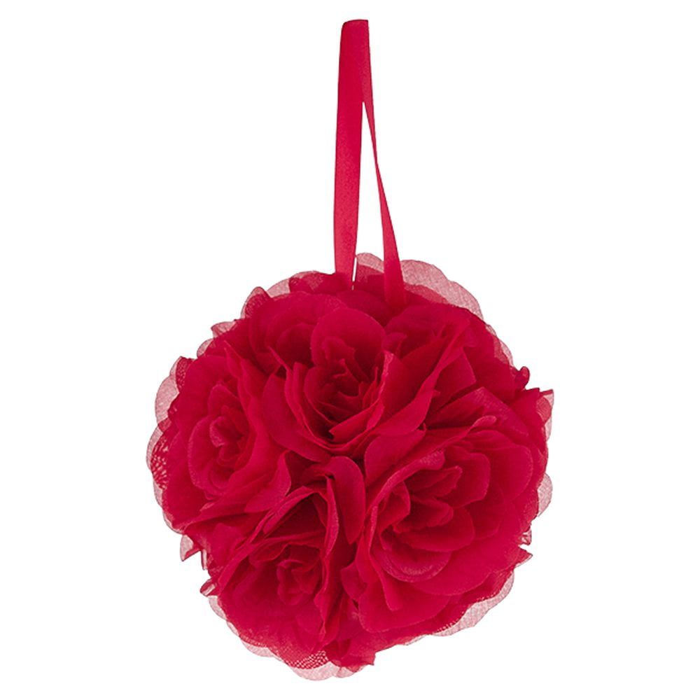 Mega Crafts - Red Artificial Rose Pomander Kissing Ball 6'' | Hanging ...