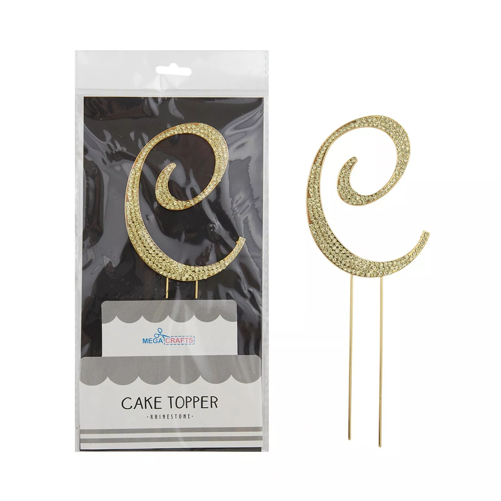 Mega Crafts - Sparkling Rhinestone Letter C Cake Topper - Gold, 1Pc ...