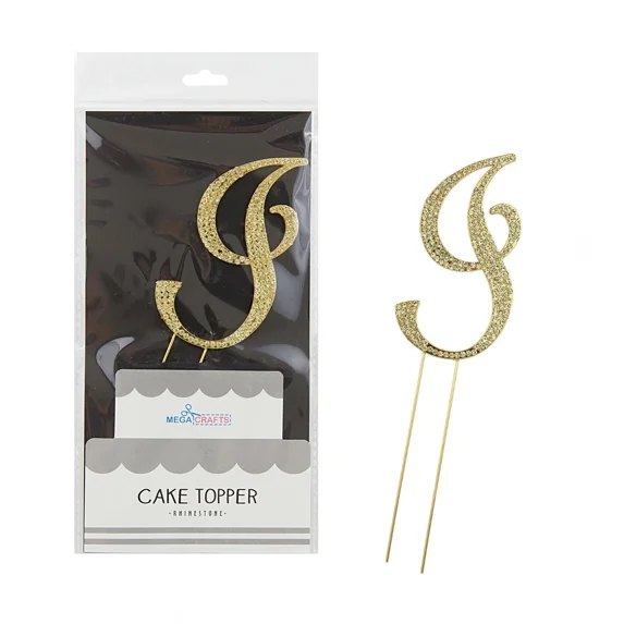 Mega Crafts - Sparkling Rhinestone Letter I Cake Topper - Gold, 1Pc ...
