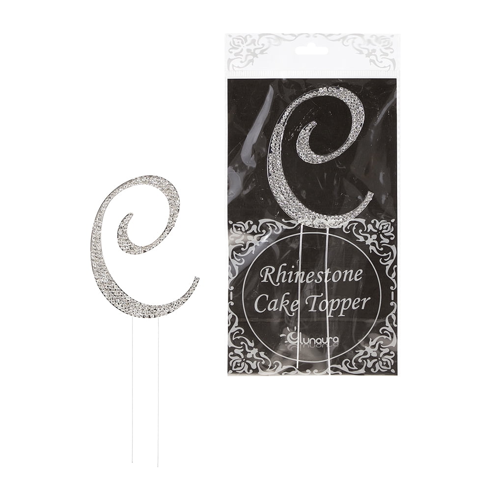 Mega Crafts - Sparkly Silver Rhinestone Letter C Cake Topper Decoration ...